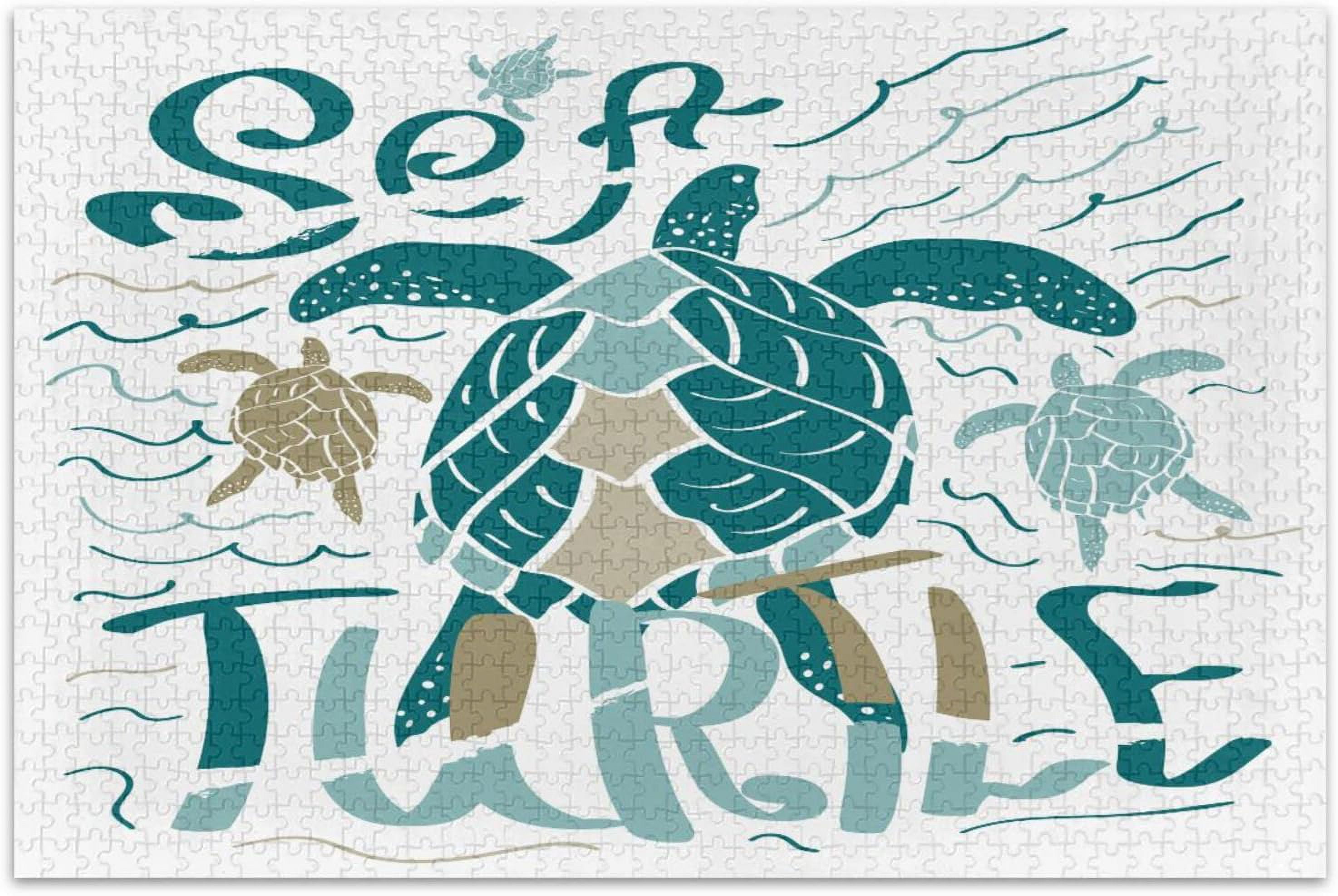 FREEAMG Sea Turtles Waves and Typography 500 Piece Jigsaw Puzzle, Wall ...