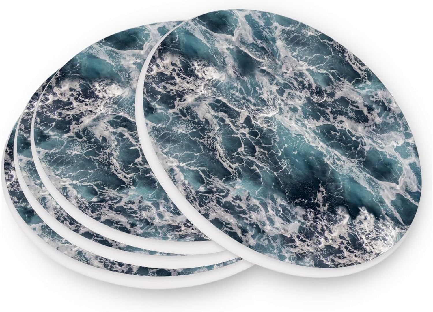 FREEAMG Sea Water Texture Coasters for Drinks Set of 4, Absorbent ...