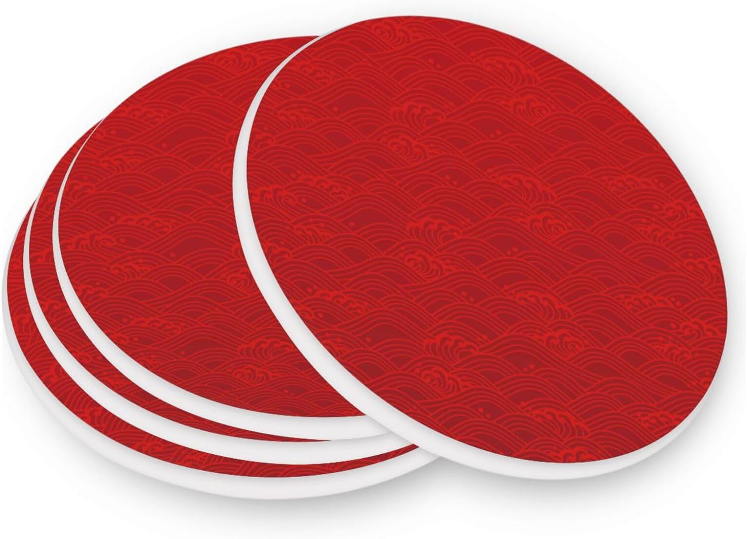FREEAMG Sea Waves Red Coasters for Drinks Set of 4, Absorbent Ceramic ...
