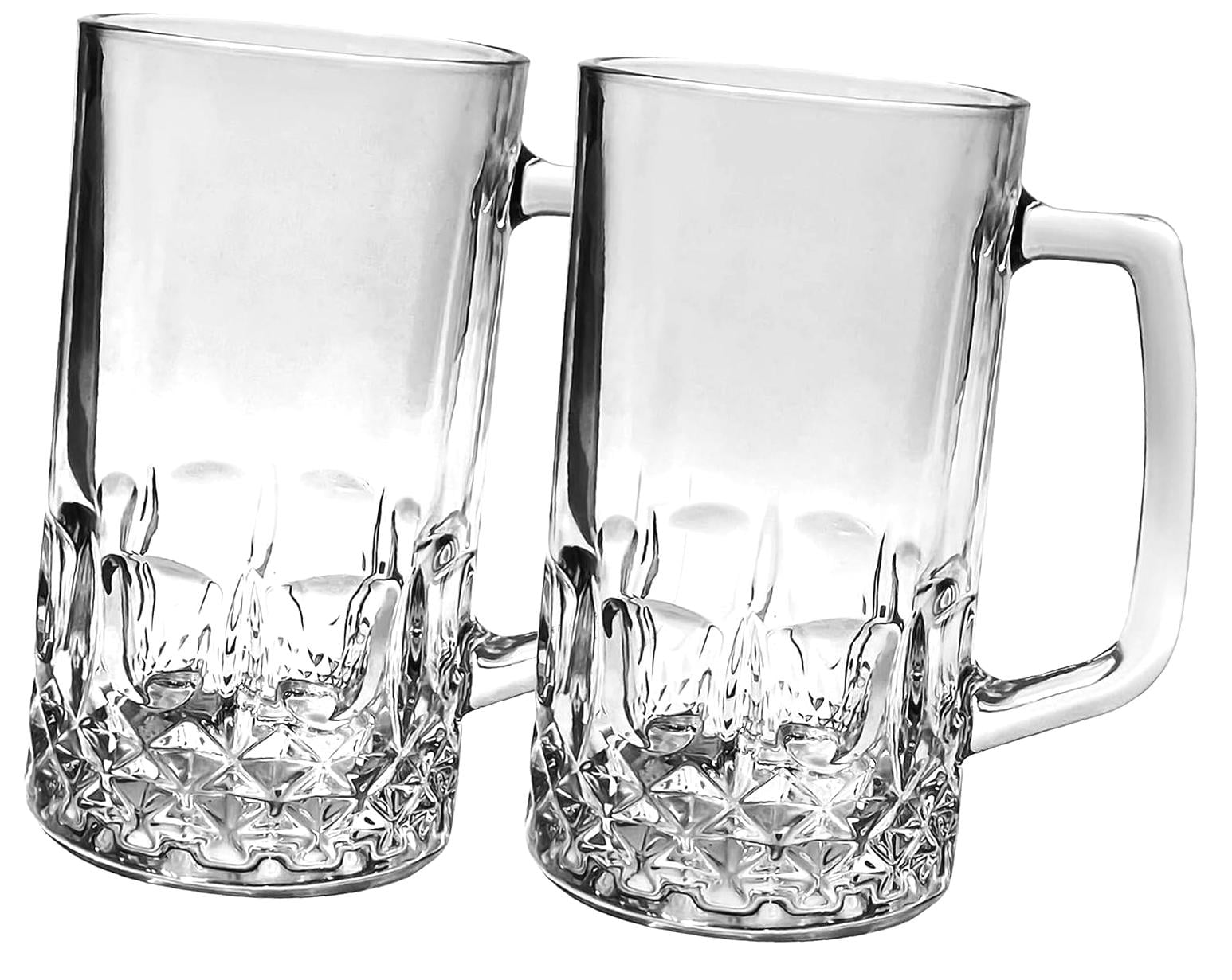 FREEAMG (Set of 2, 30 oz) - Crystal Clear Glass Mugs with Ergonomic ...
