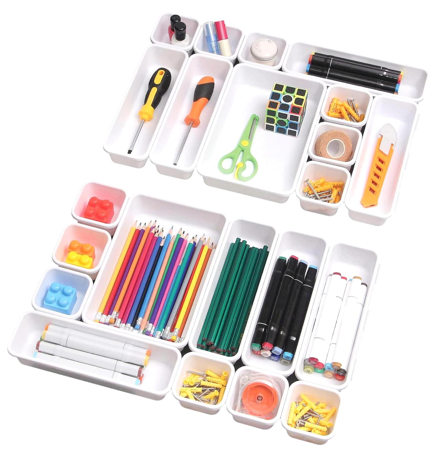 FREEAMG Set of 22 Interlocking Desk Drawer Organizer Tray Dividers ...