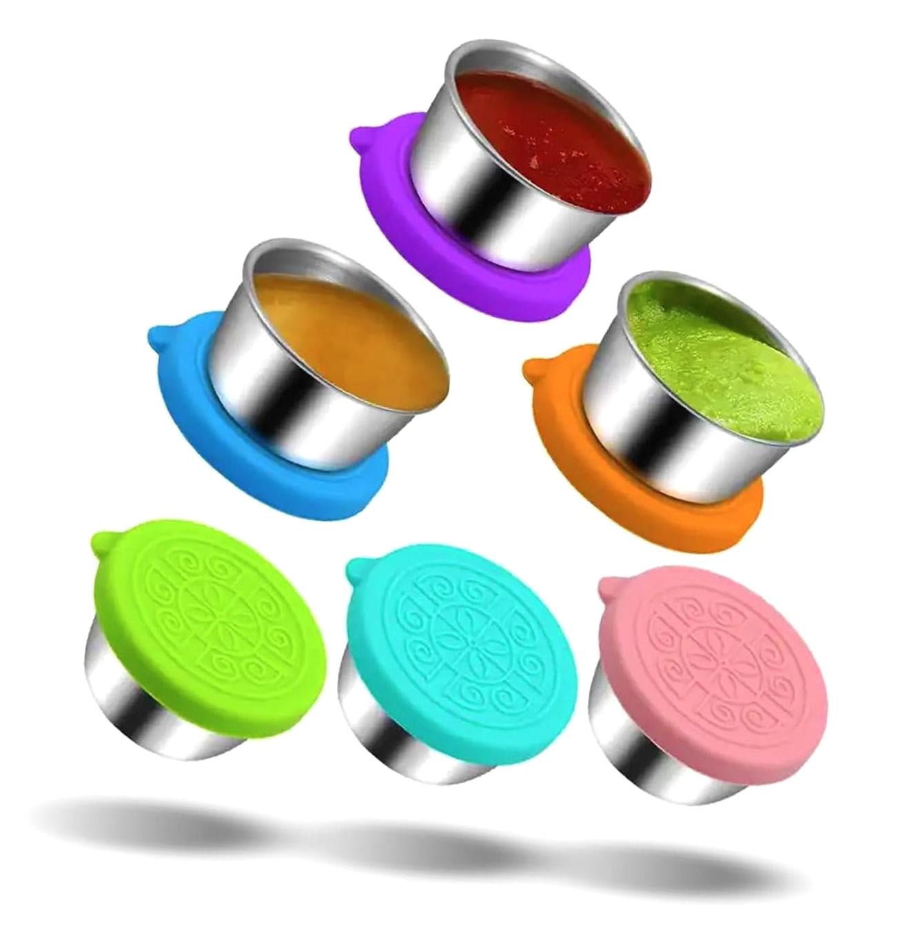 FREEAMG Set of 6 Portable Salad Dressing Containers: Compact Sauce ...