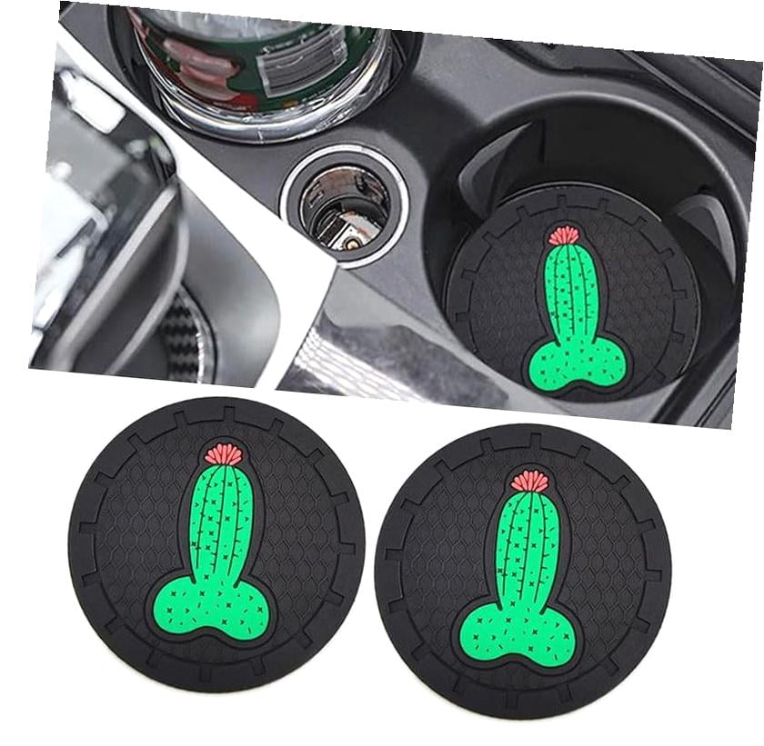 FREEAMG Set of 2 Car Drink Coasters, Humorous Cactus Design Silicone ...
