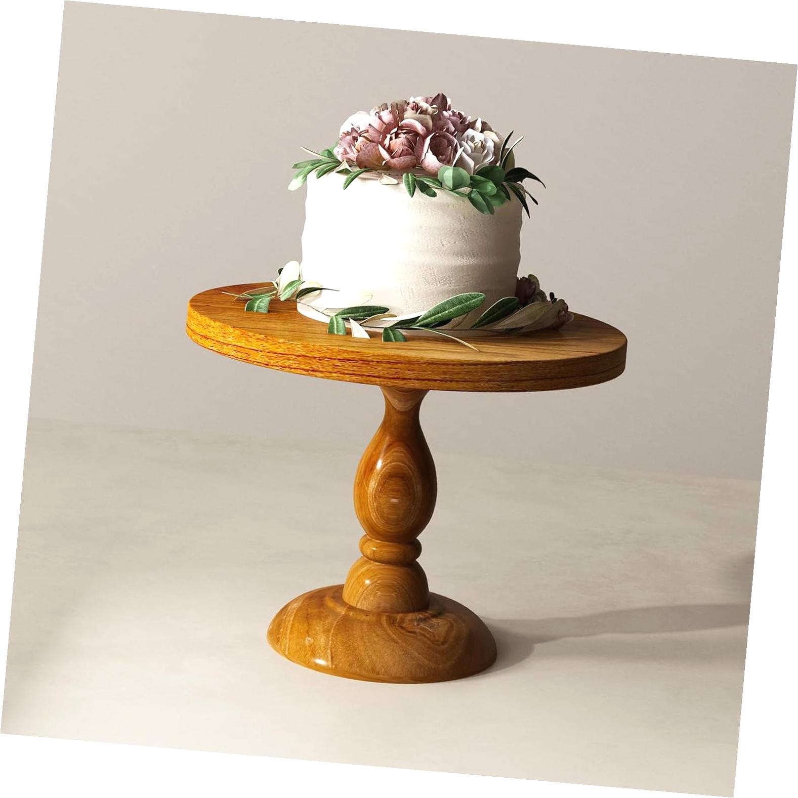 FREEAMG Set of 2 Wood Cake Stand, Rustic Farmhouse Cupcake Stand ...