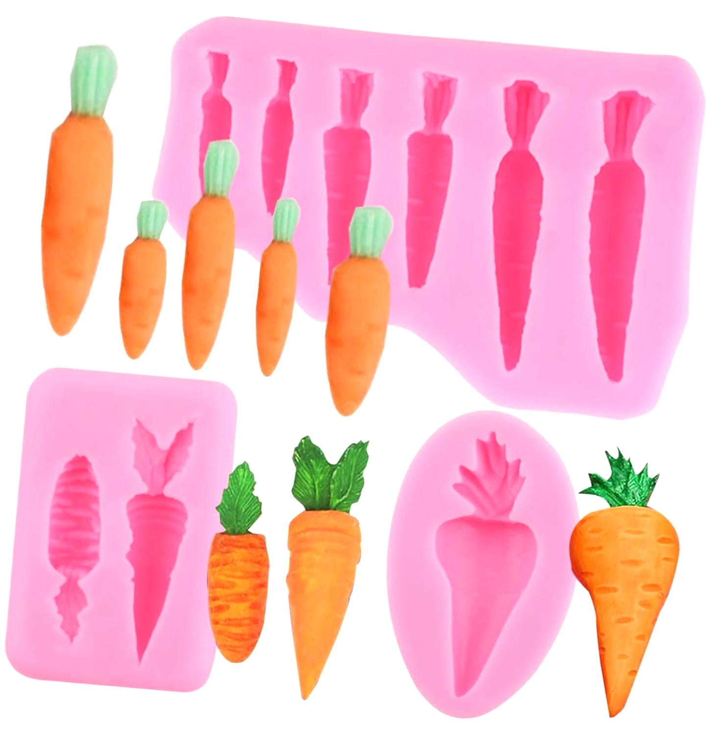 FREEAMG Set of 4 Easter Rabbit Silicone Bunny Ears Chocolate Fondant Molds for Cupcake Toppers ...