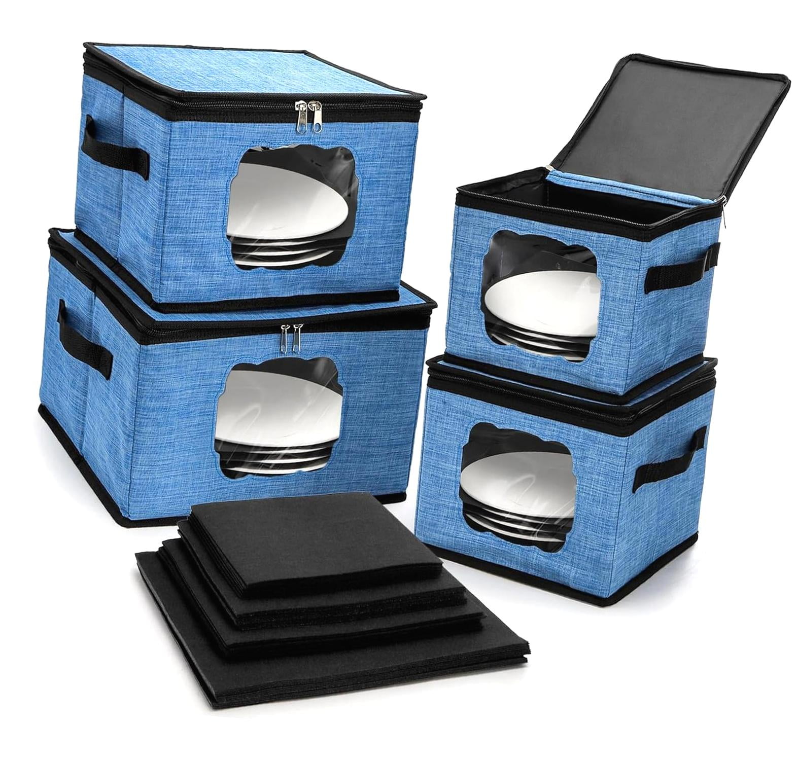 FREEAMG Set of 4 Quilted Dish Storage Containers with Handles and ...