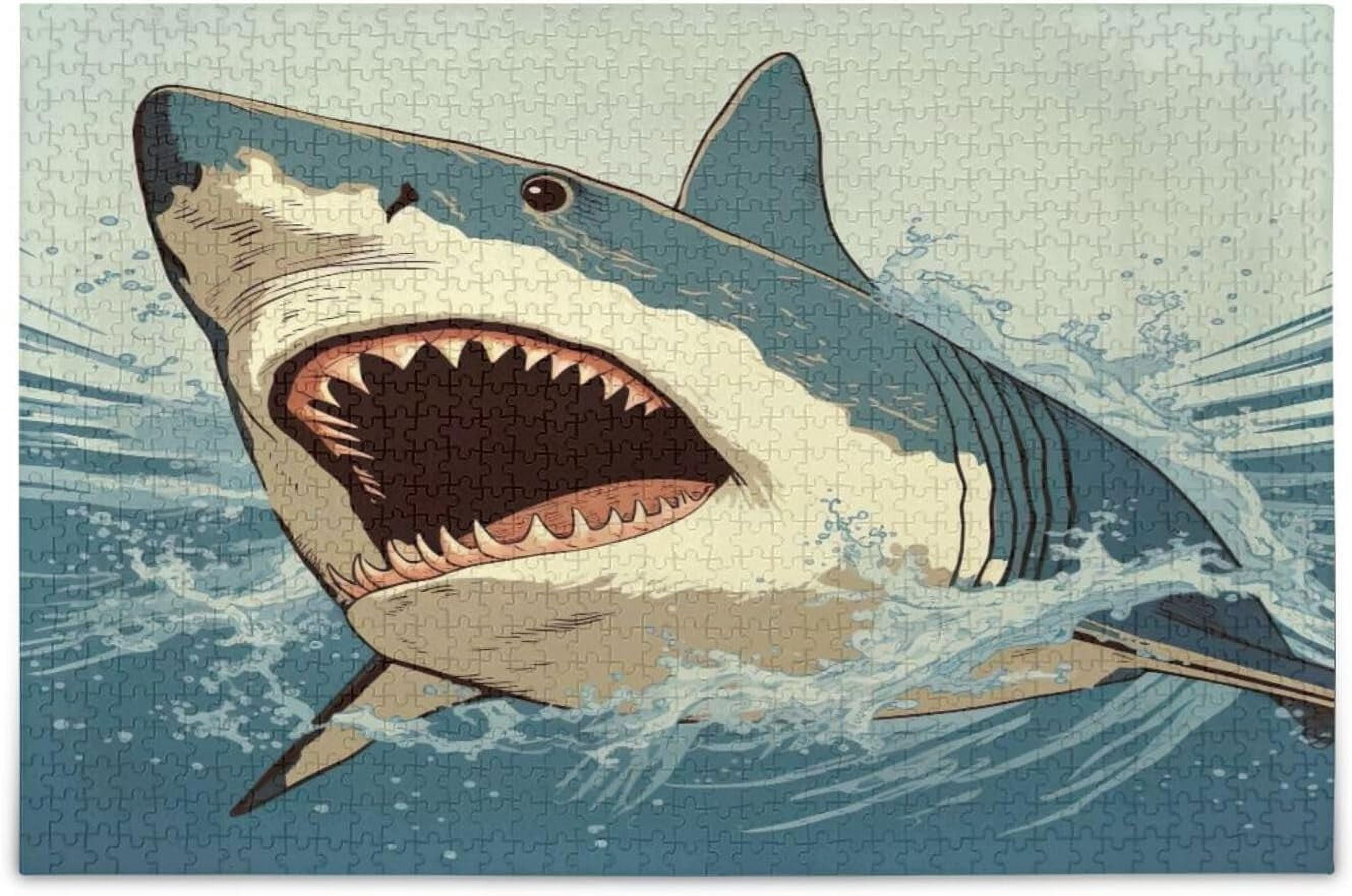 FREEAMG Shark with Teeth Puzzle 500 Pieces - Wooden Jigsaw Puzzles for ...