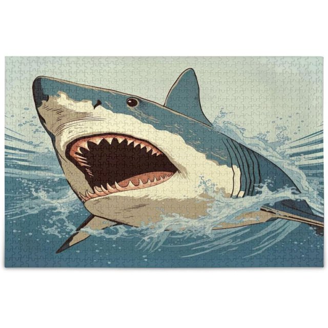 FREEAMG Shark with Teeth Puzzle 500 Pieces - Wooden Jigsaw Puzzles for ...
