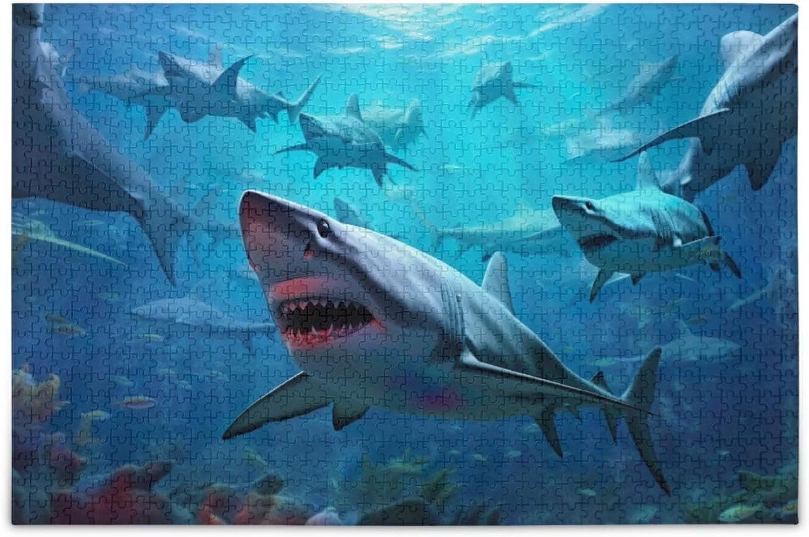 FREEAMG Sharks Pattern Puzzle 1000 Pieces - Wooden Jigsaw Puzzles for ...