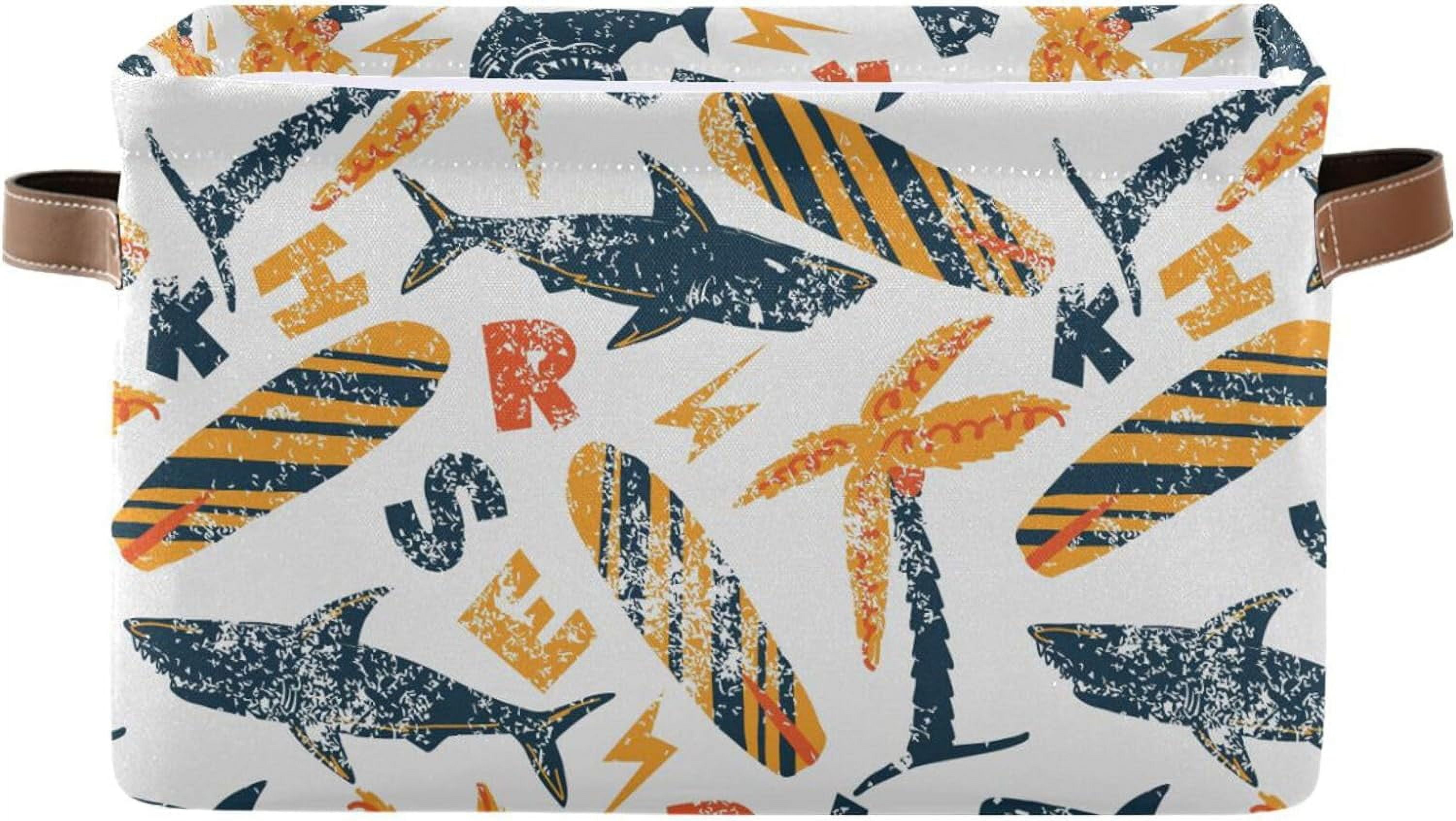 FREEAMG Sharks Silhouettes Foldable Canvas Storage Bin, Sturdy Fabric ...