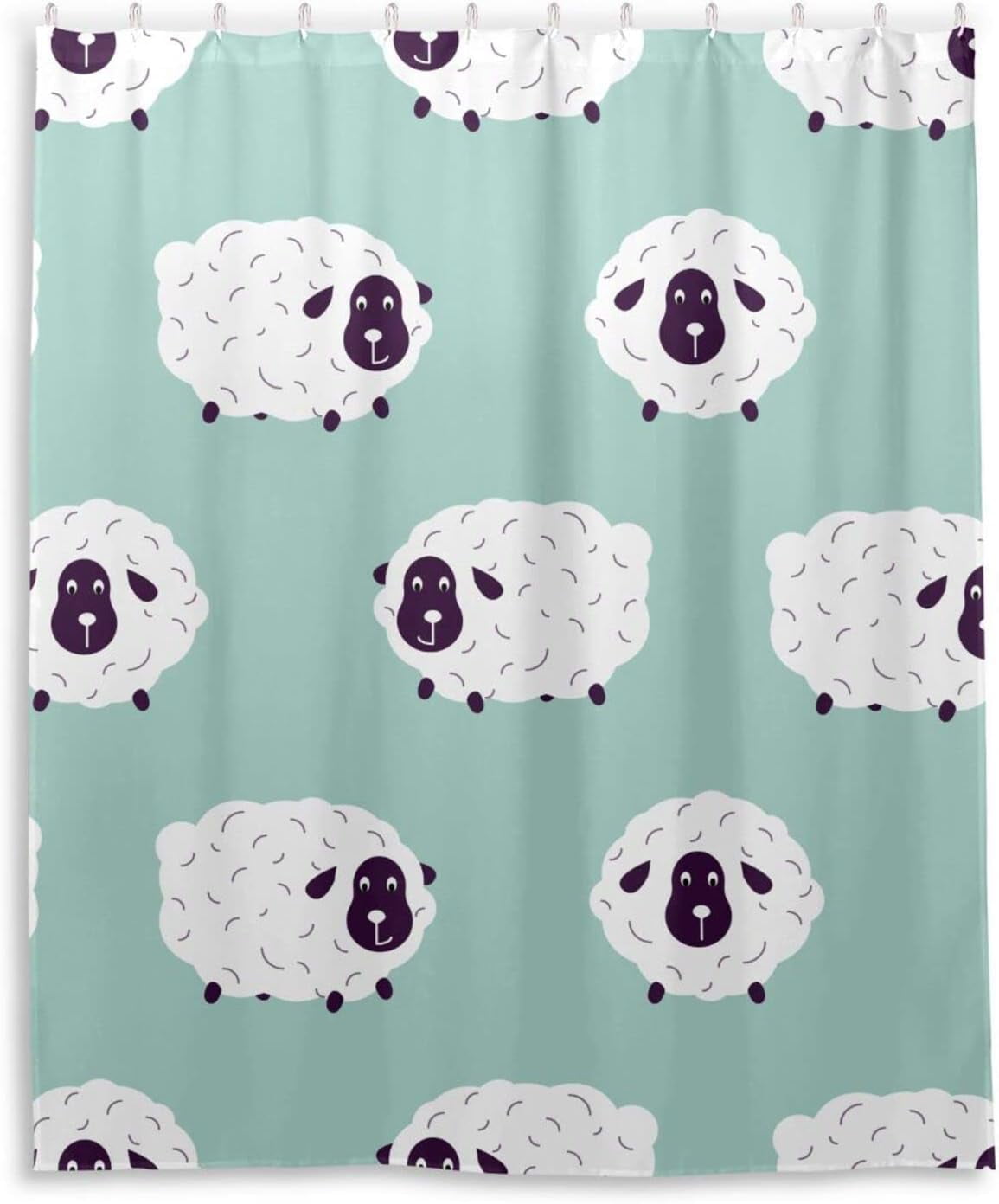 FREEAMG Sheep Shower Curtain Waterproof Fabric Bath Curtain with Hooks ...
