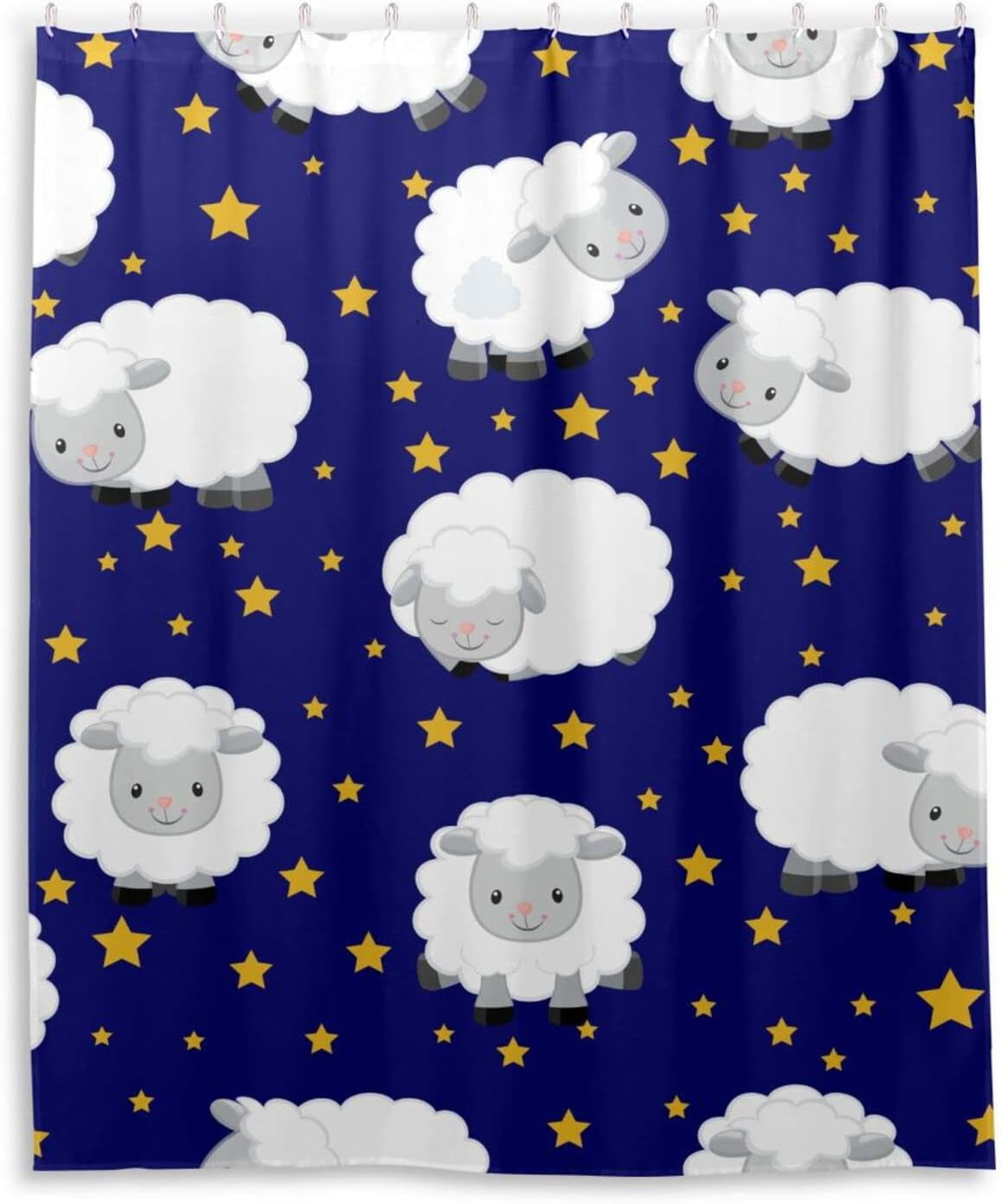 FREEAMG Sheep Shower Curtain Waterproof Fabric Bath Curtain with Hooks ...
