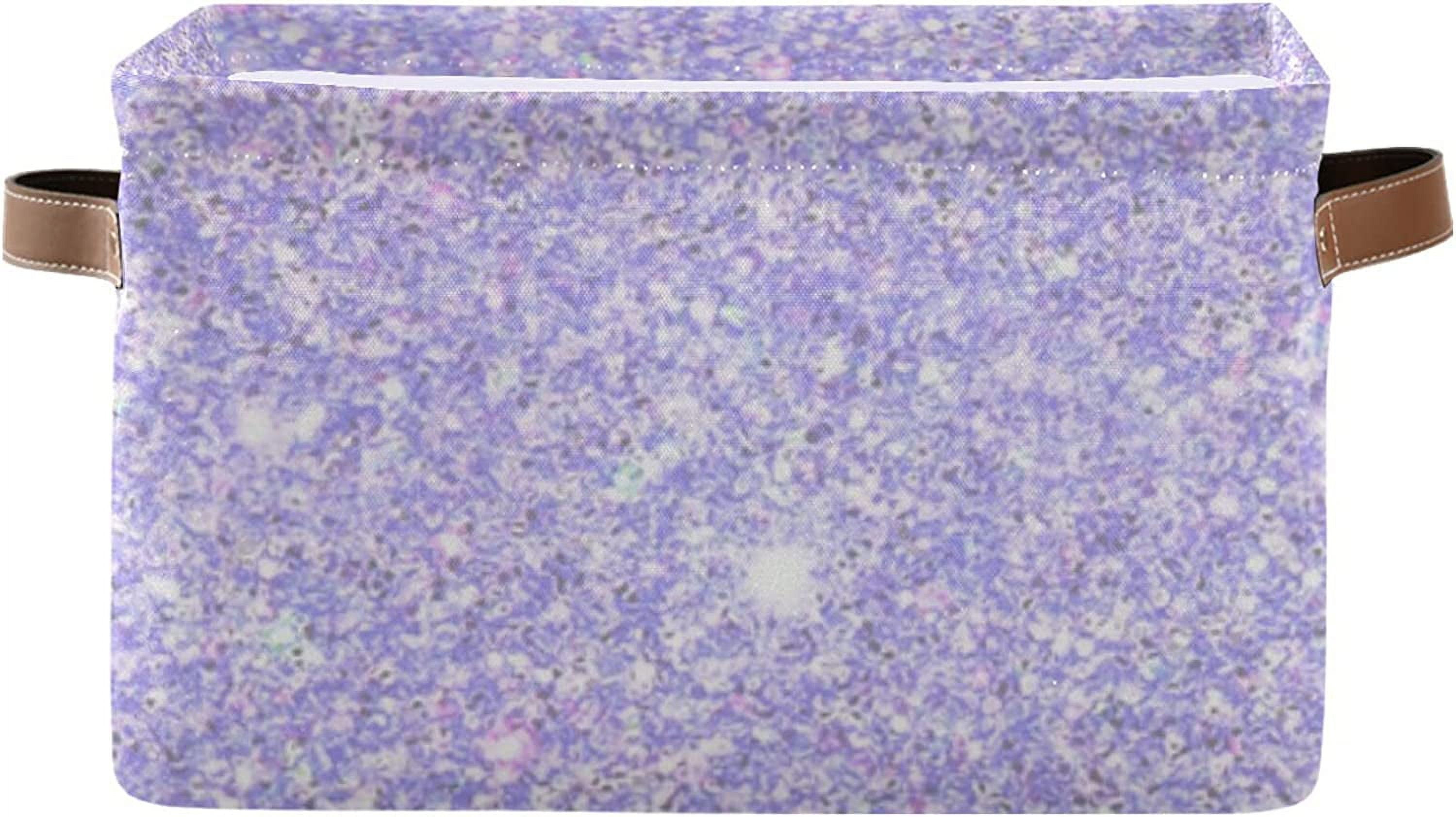 FREEAMG Shiny Glitter Lavender Foldable Storage Bin, Collapsible Sturdy ...