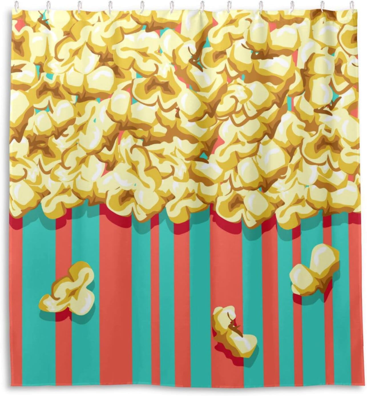 FREEAMG Shower Curtains Popcorn Food Curtain, Waterproof Fabric Decor ...