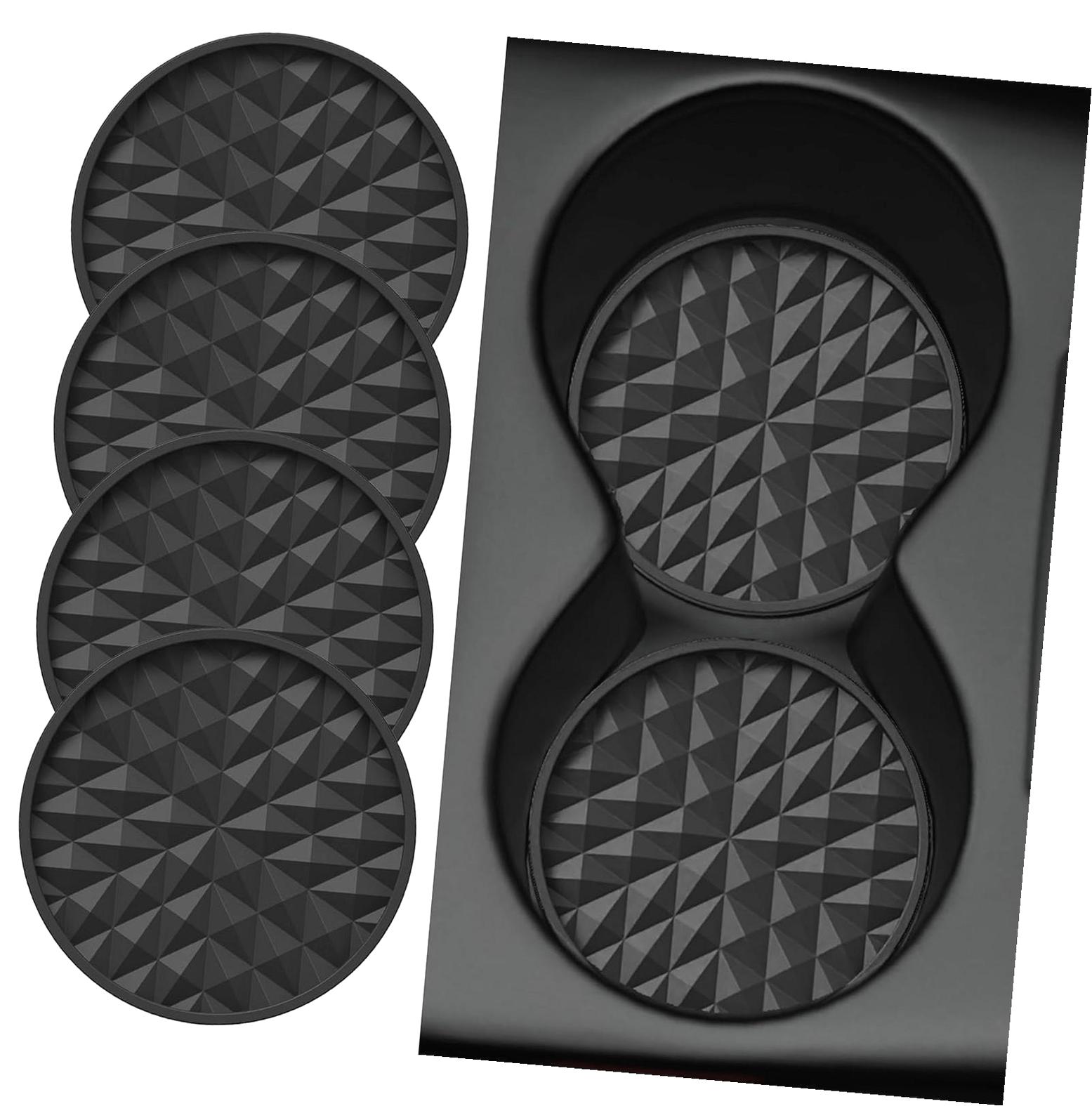 FREEAMG Silicone Car Coasters [Set of 4] 2.75-inch Mats, Integrated Car ...