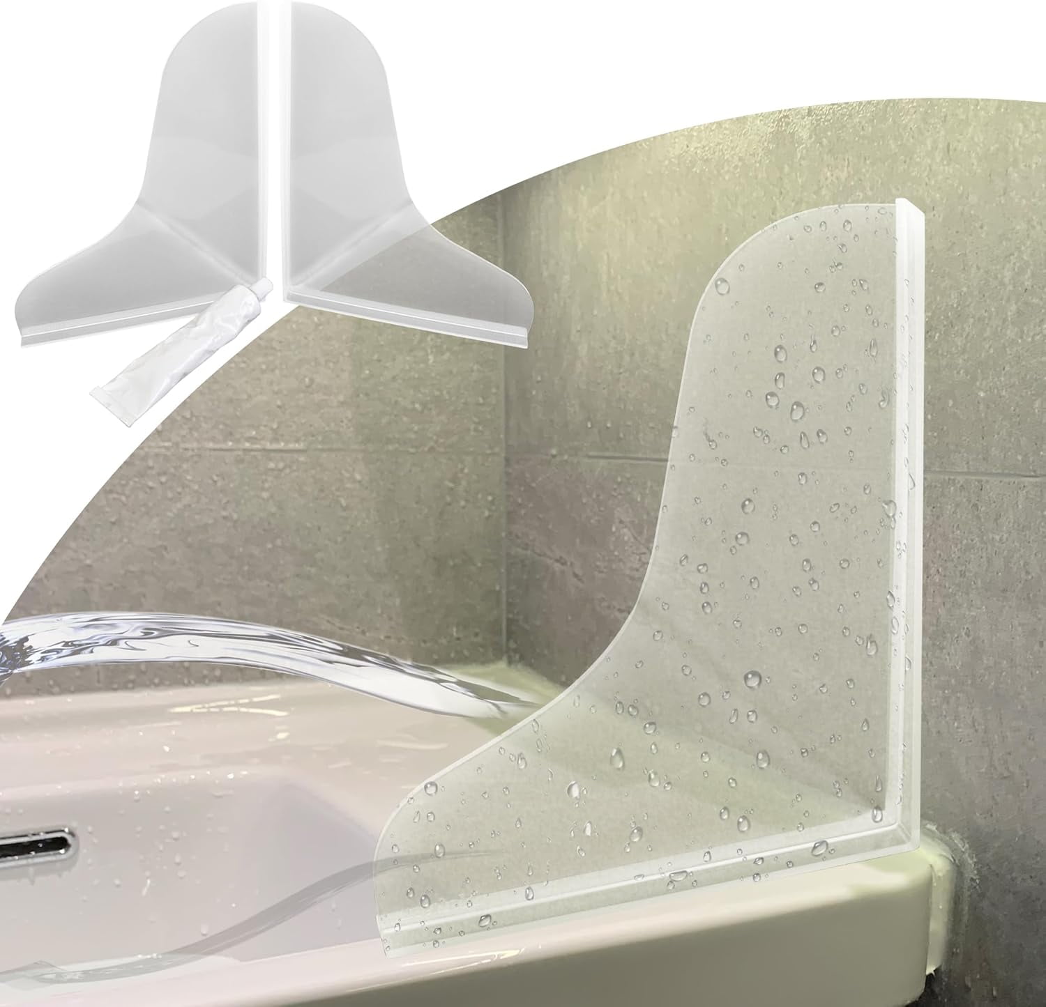 FREEAMG Silicone Shower Splash Guard, Clear Bathtub Corner Splash Guard ...