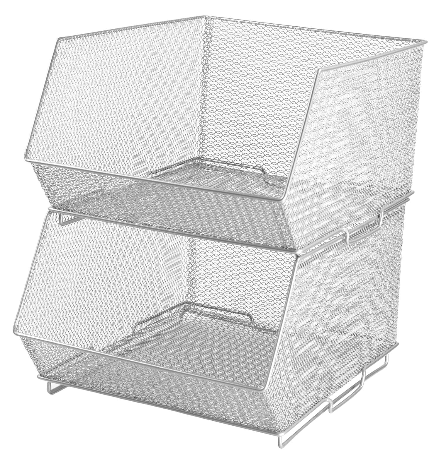 FREEAMG Silver Mesh Stacking Bin - Ideal for Storing Food, Crafts, and ...