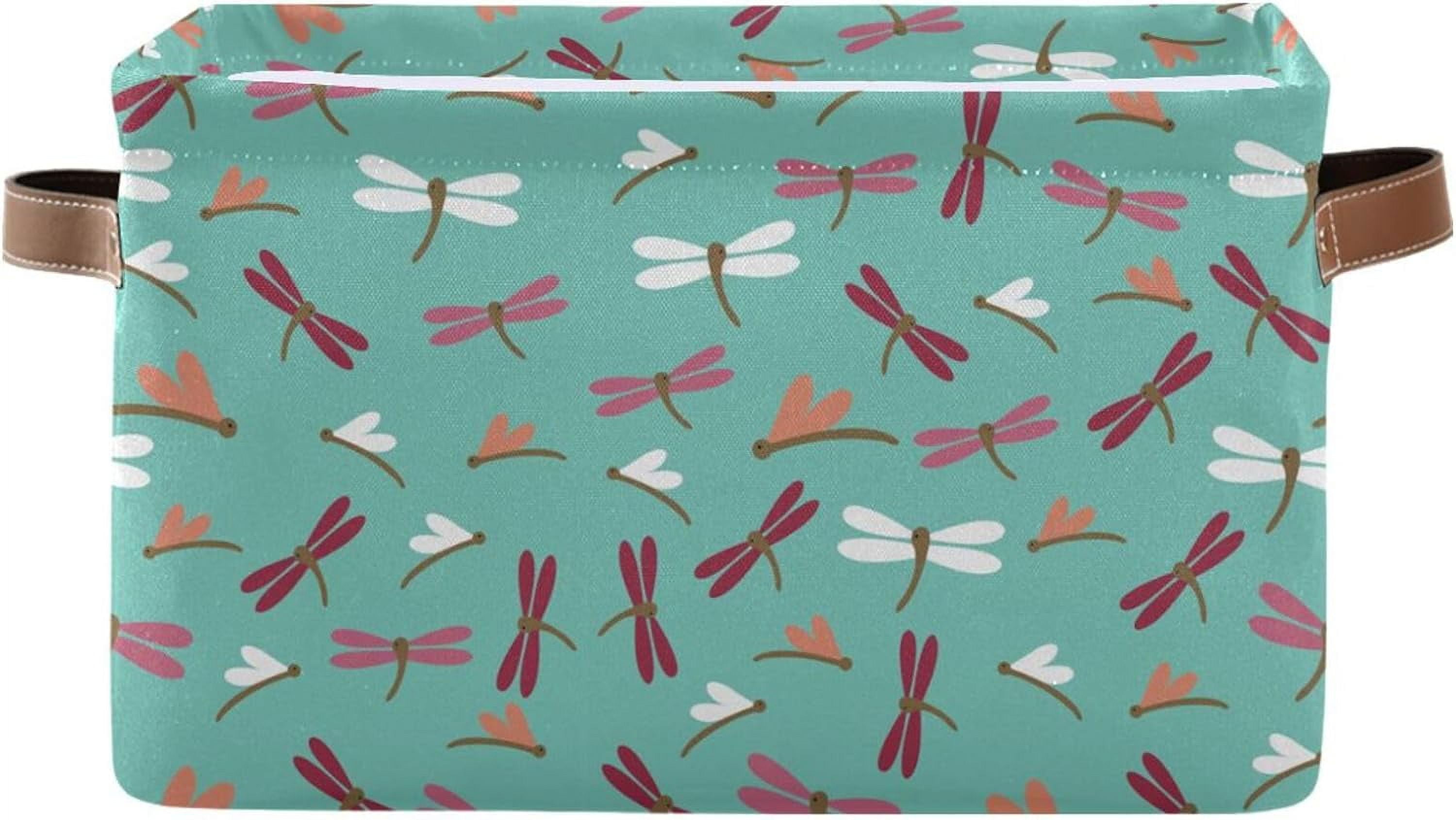 FREEAMG Simple Dragonfly Pattern Storage Basket, Durable Canvas ...