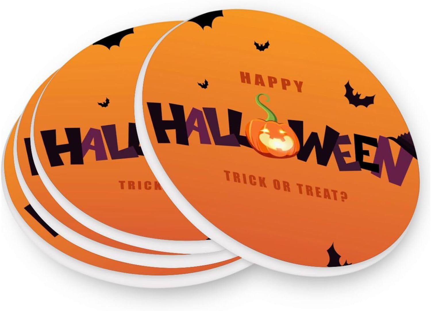 FREEAMG Simple Halloween Print Coasters for Drinks Set of 4, Absorbent ...