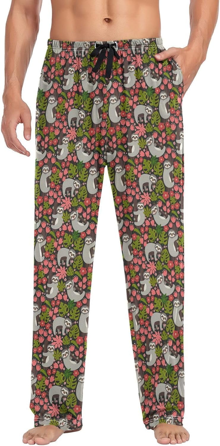 FREEAMG Sloth Animal Pattern Pajama Pants for Men, Men's Separate ...