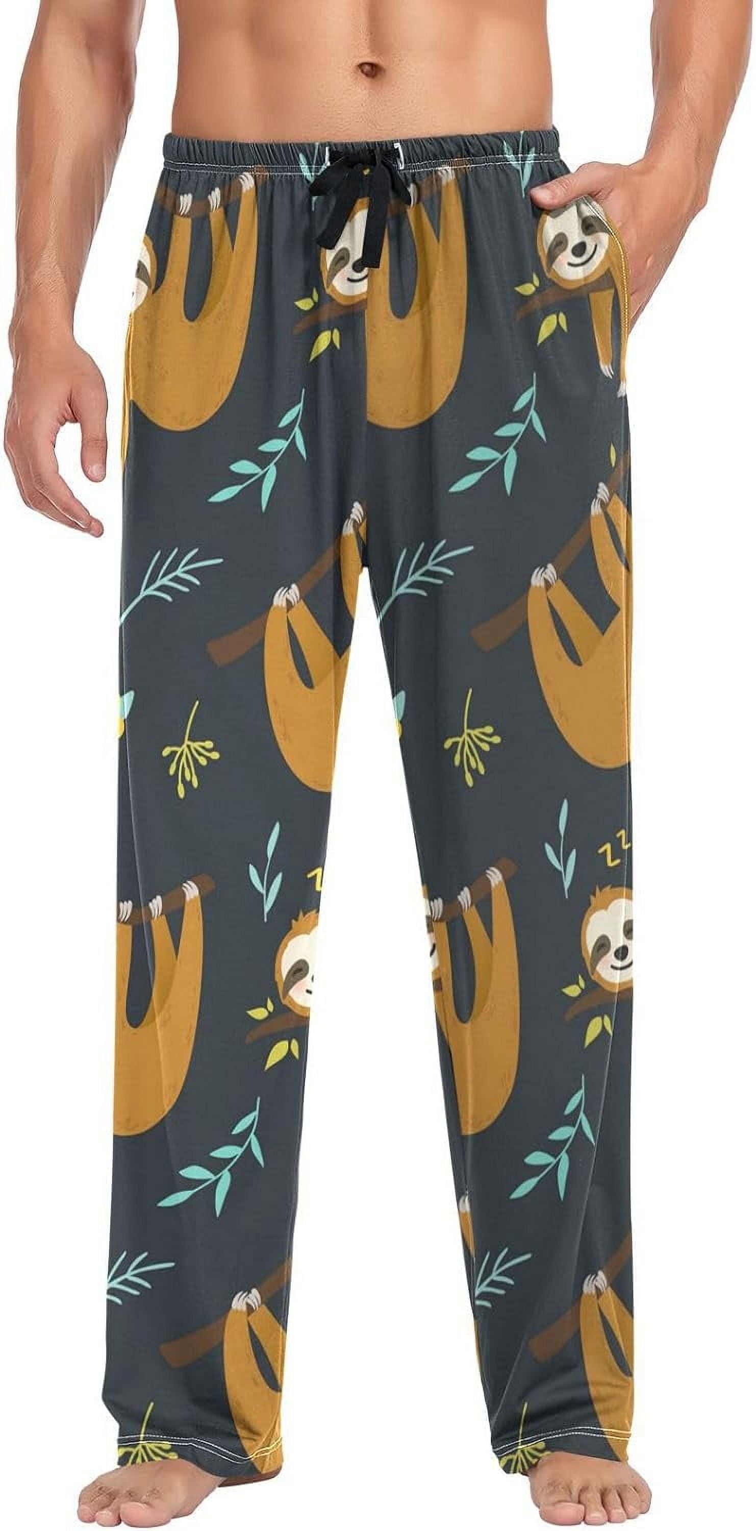 FREEAMG Sloth Cotton Pajama Pant for Men, Super Soft Lightweight Lounge ...