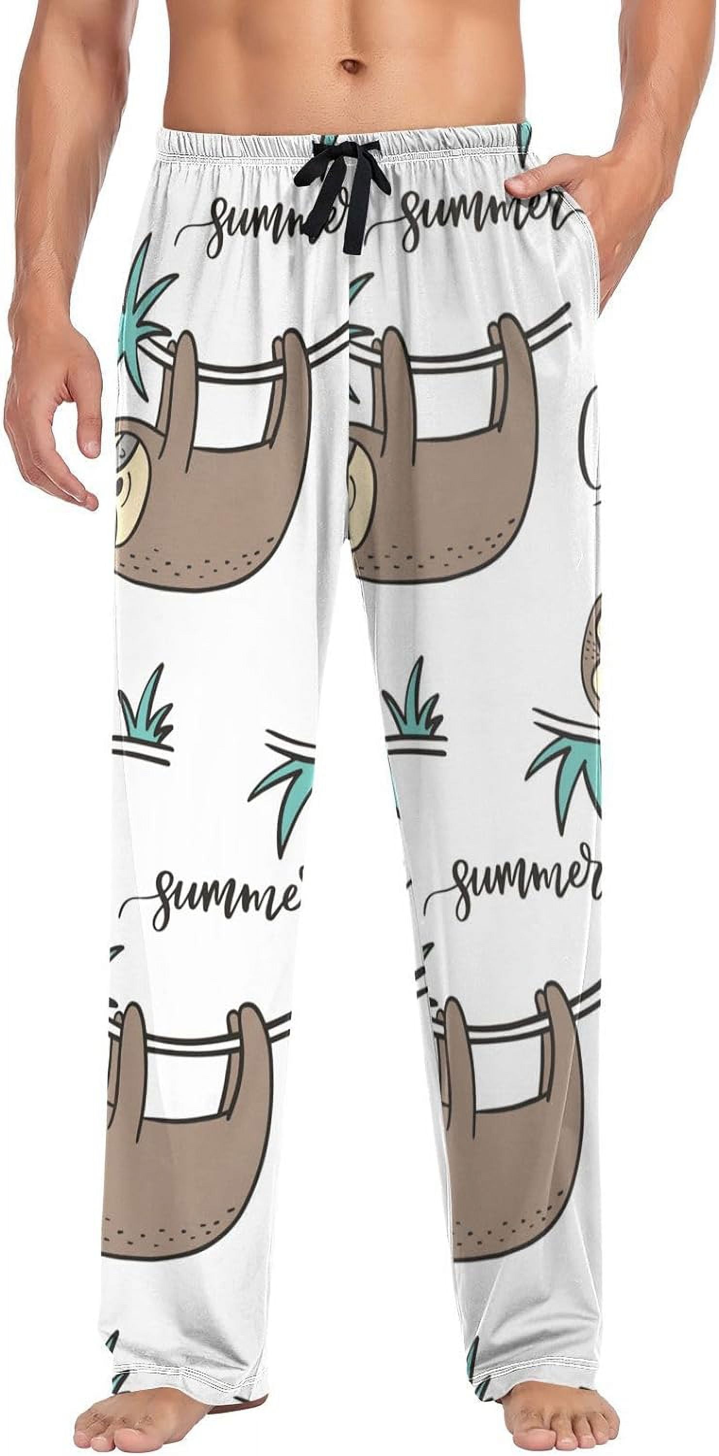 FREEAMG Sloth Cotton Pajama Pant for Men, Super Soft Lightweight Lounge ...