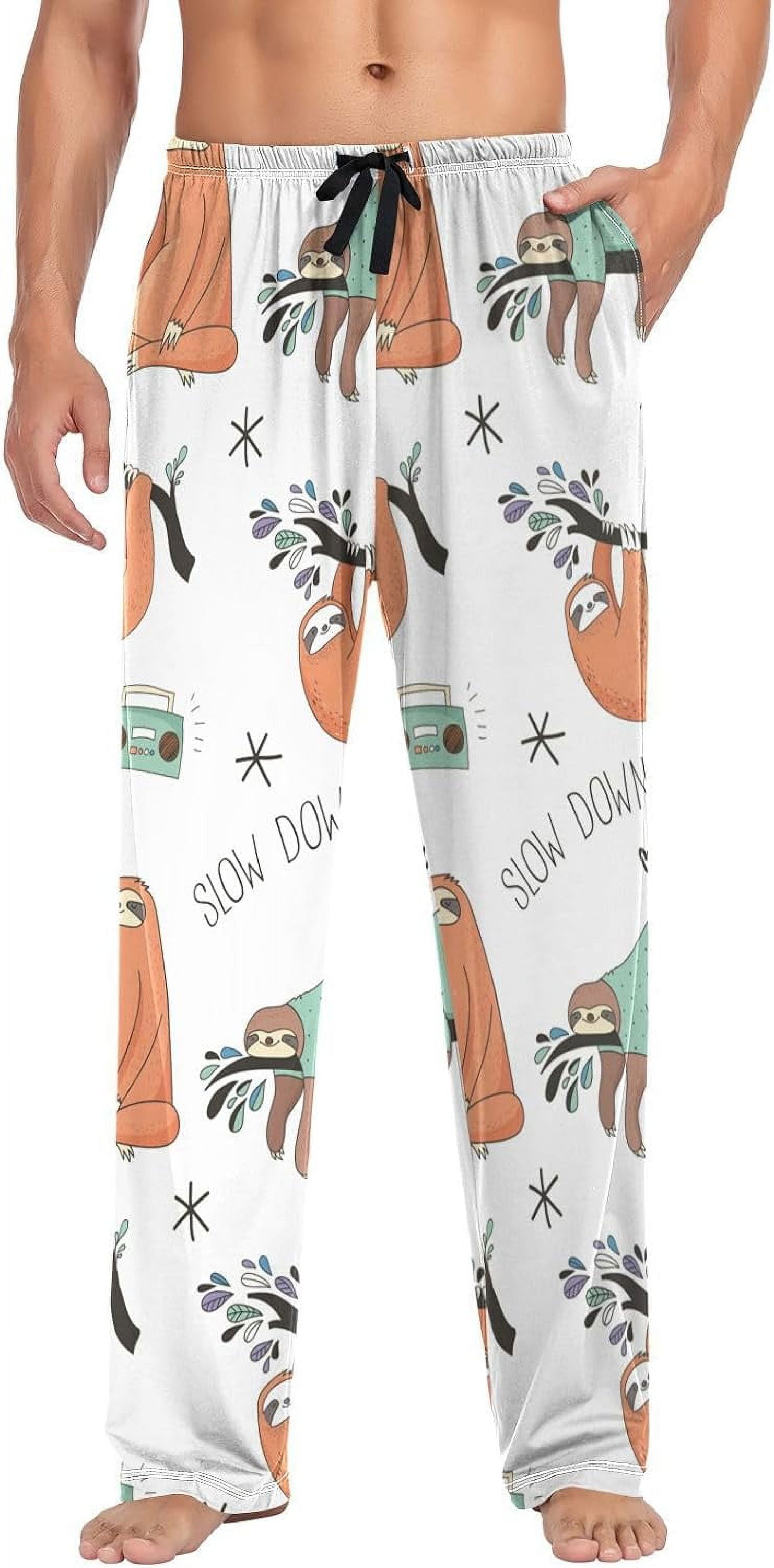 FREEAMG Sloth Cotton Pajama Pant for Men, Super Soft Lightweight Lounge ...
