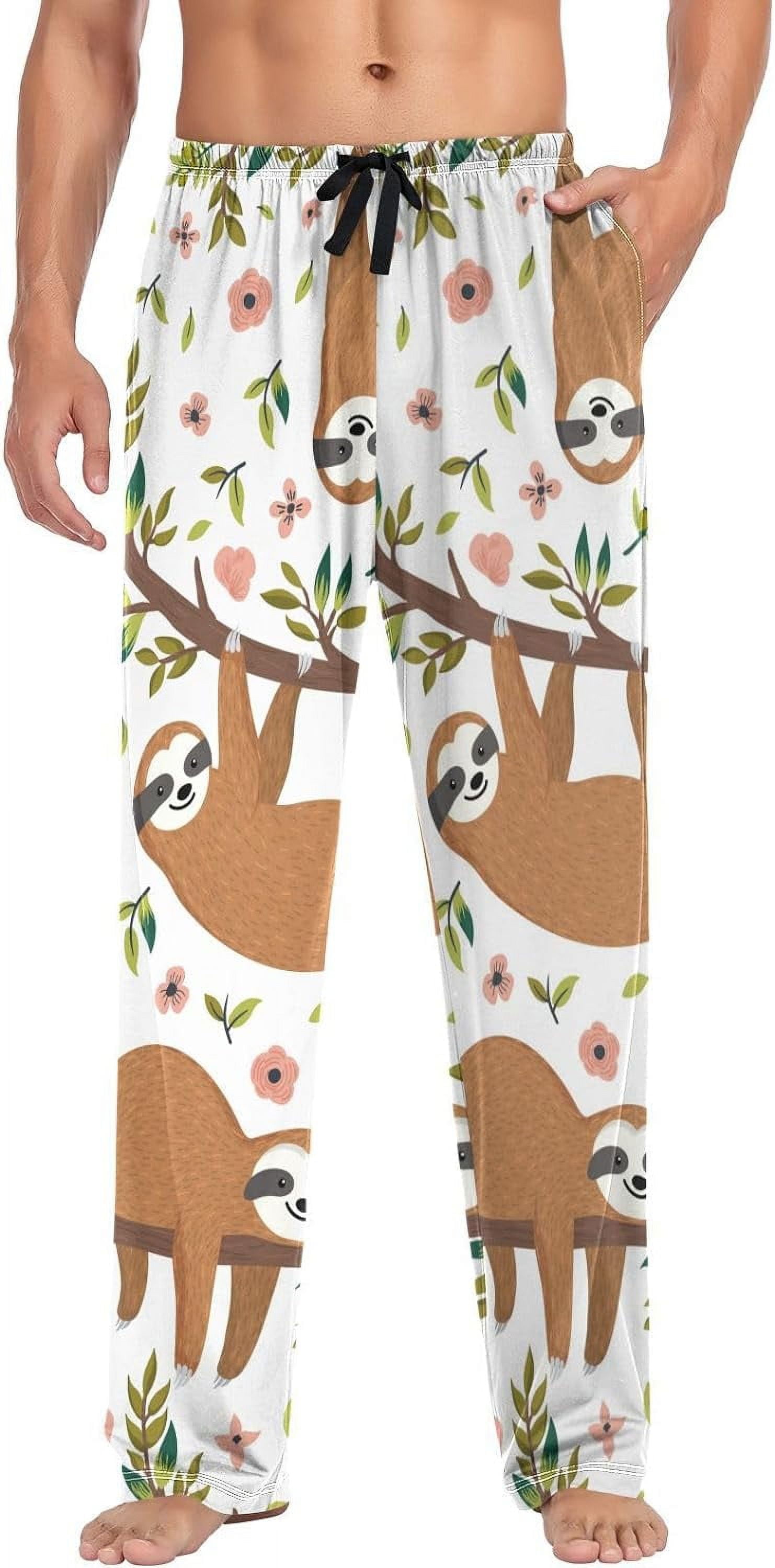 FREEAMG Sloth Cotton Pajama Pant for Men, Super Soft Lightweight Lounge ...