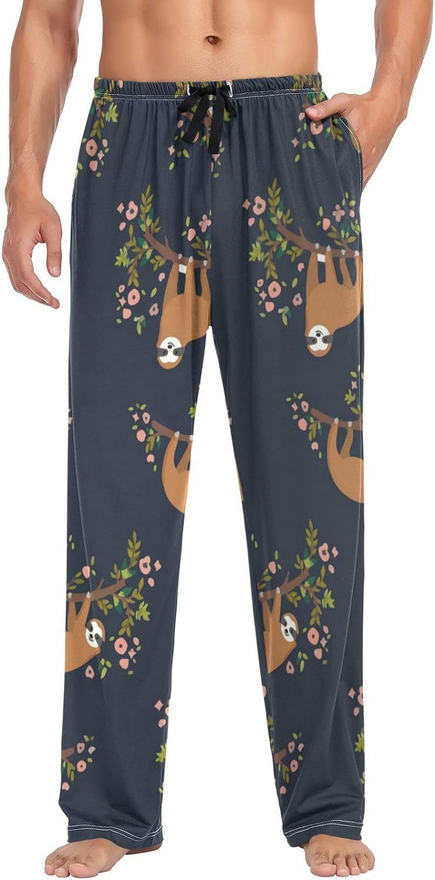 FREEAMG Sloth Cotton Pajama Pant for Men, Super Soft Lightweight Lounge ...