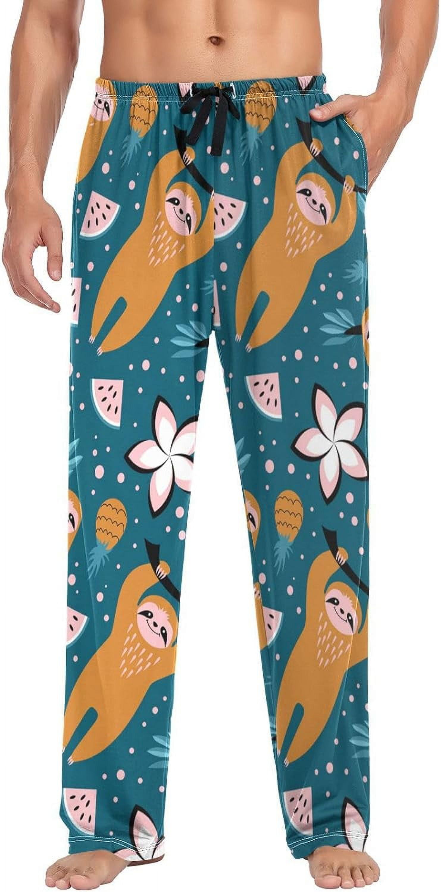 FREEAMG Sloth Cotton Pajama Pant for Men, Super Soft Lightweight Lounge ...