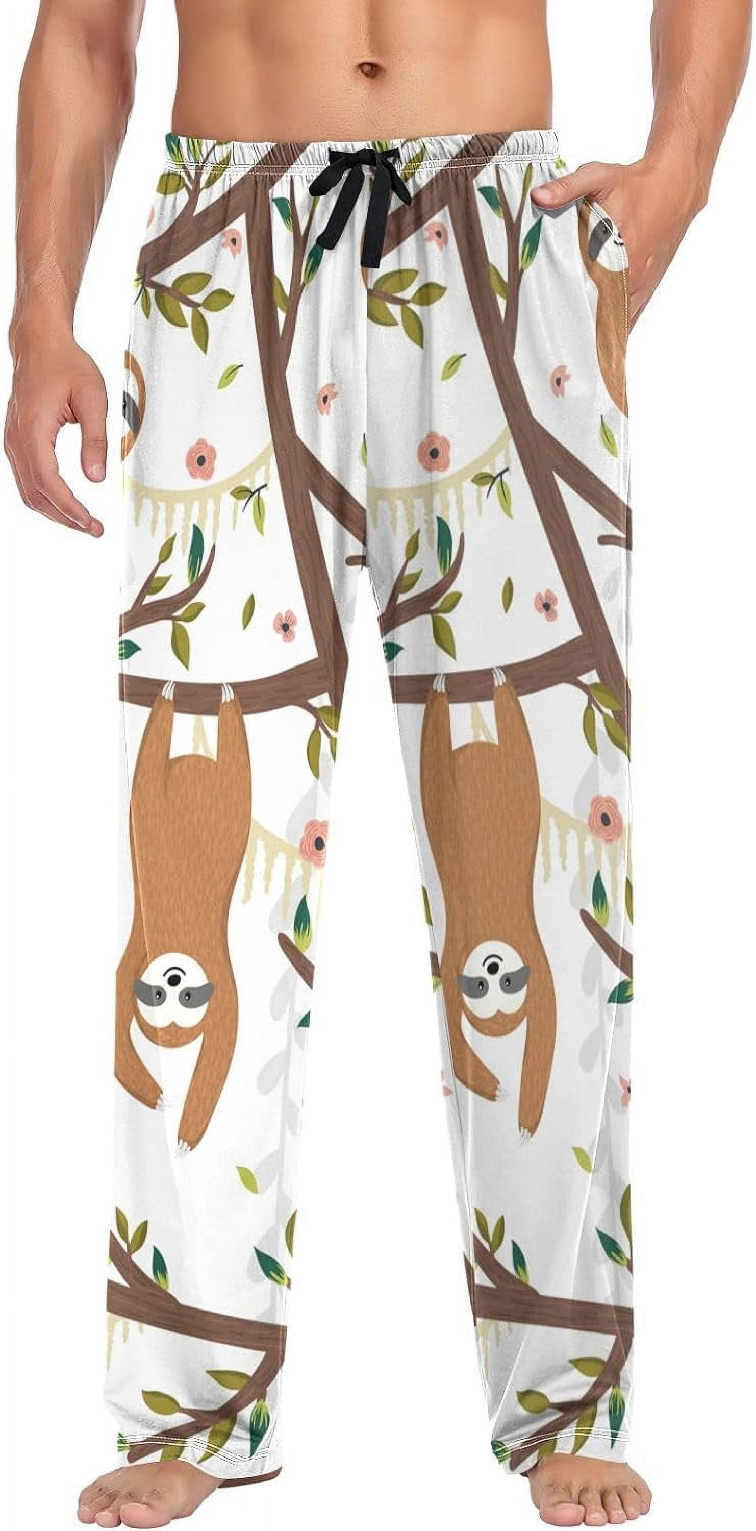 FREEAMG Sloth Cotton Pajama Pant for Men, Super Soft Lightweight Lounge ...