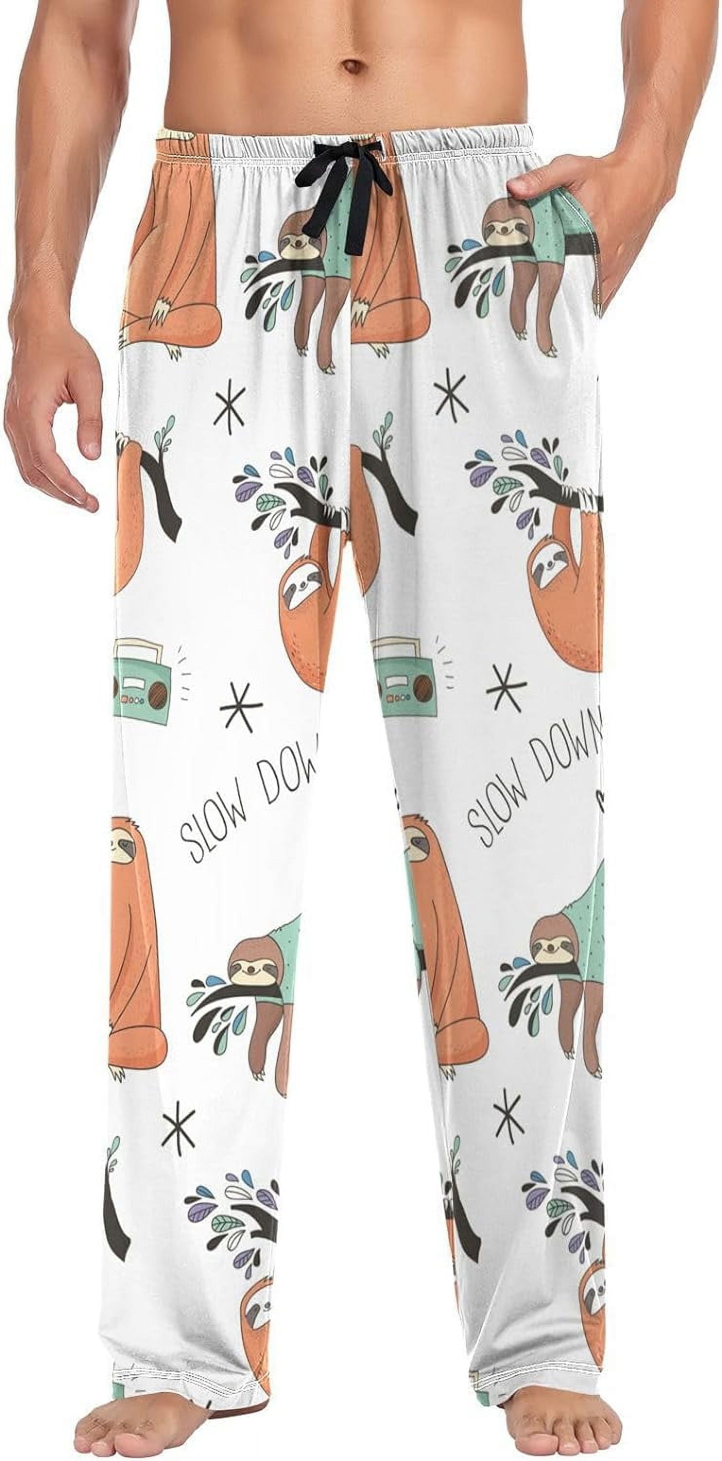 FREEAMG Sloth Cotton Pajama Pant for Men, Super Soft Lightweight Lounge ...