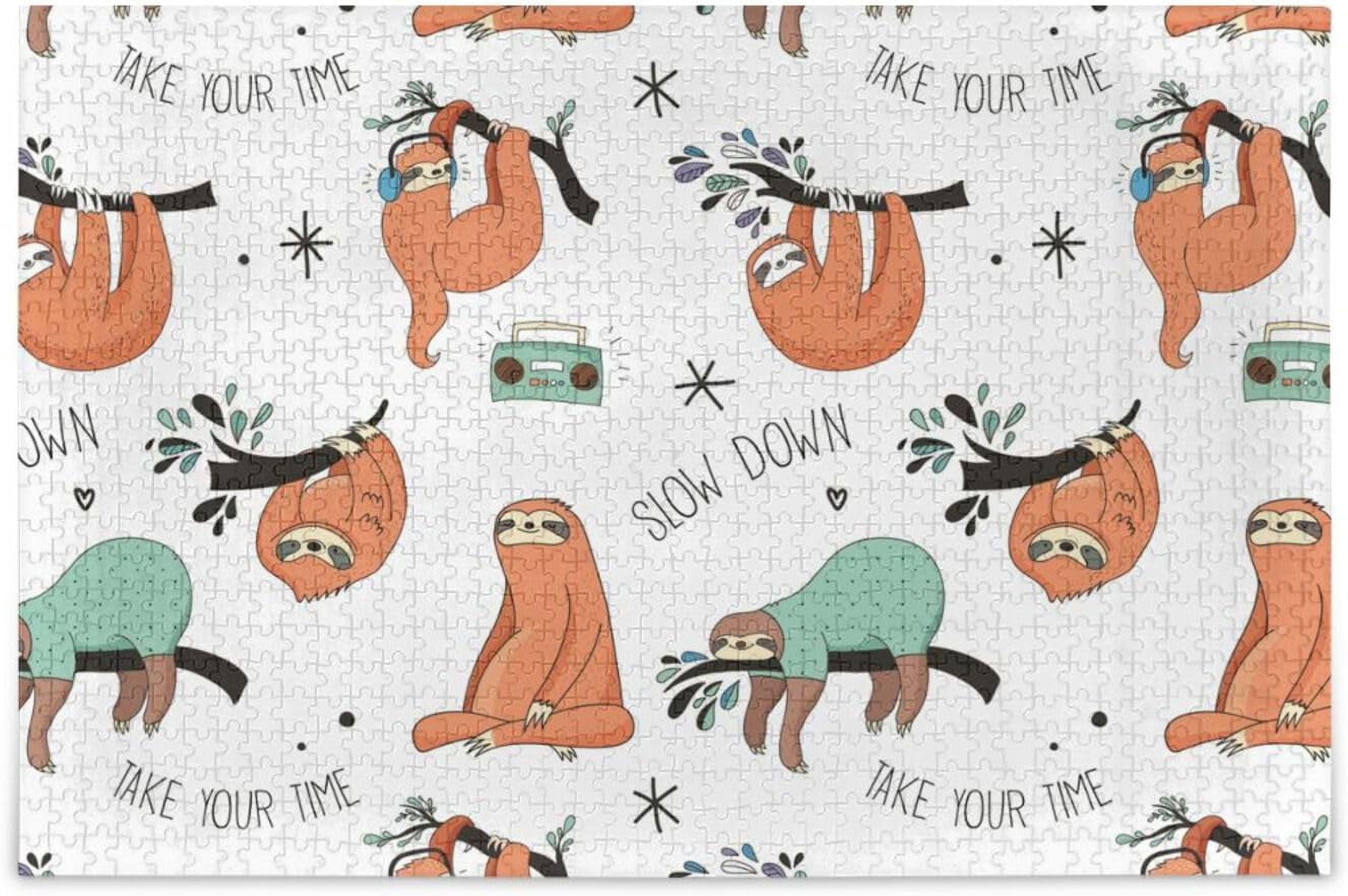 FREEAMG Sloth Jigsaw Puzzle for Adults Teens Kids, 1000 Pieces Wooden ...