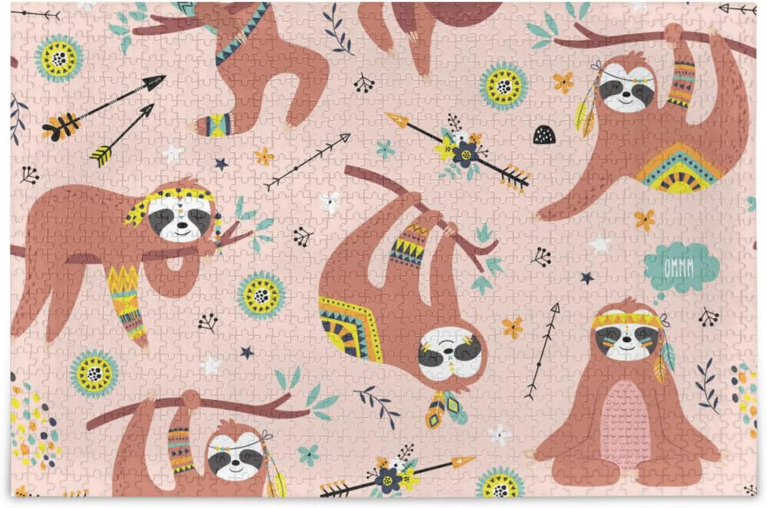 FREEAMG Sloth Jigsaw Puzzle for Adults Teens Kids, 1000 Pieces Wooden ...