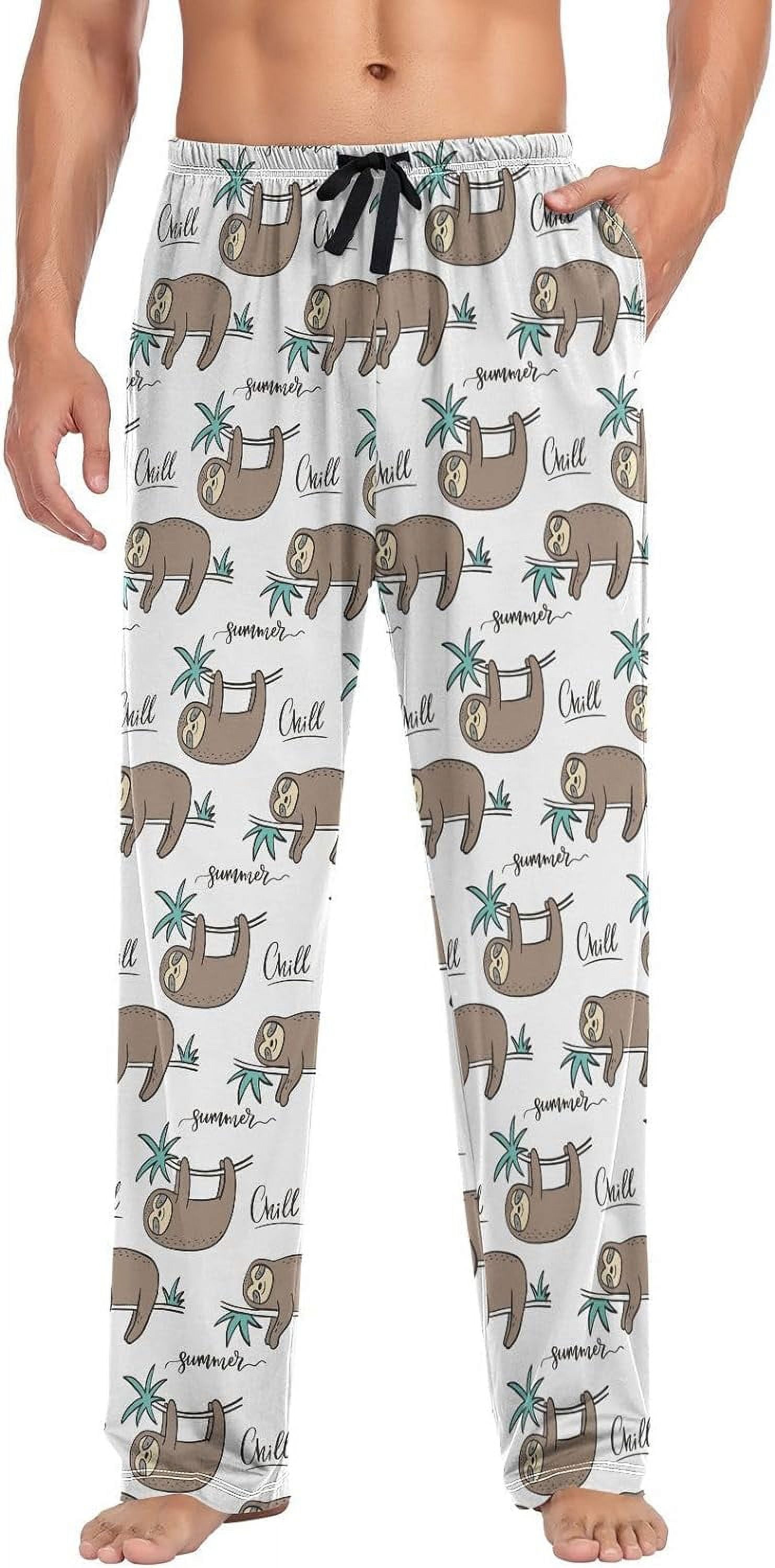 FREEAMG Sloth Pajama Pants for Men, Men's Separate Bottoms, Pure Cotton ...