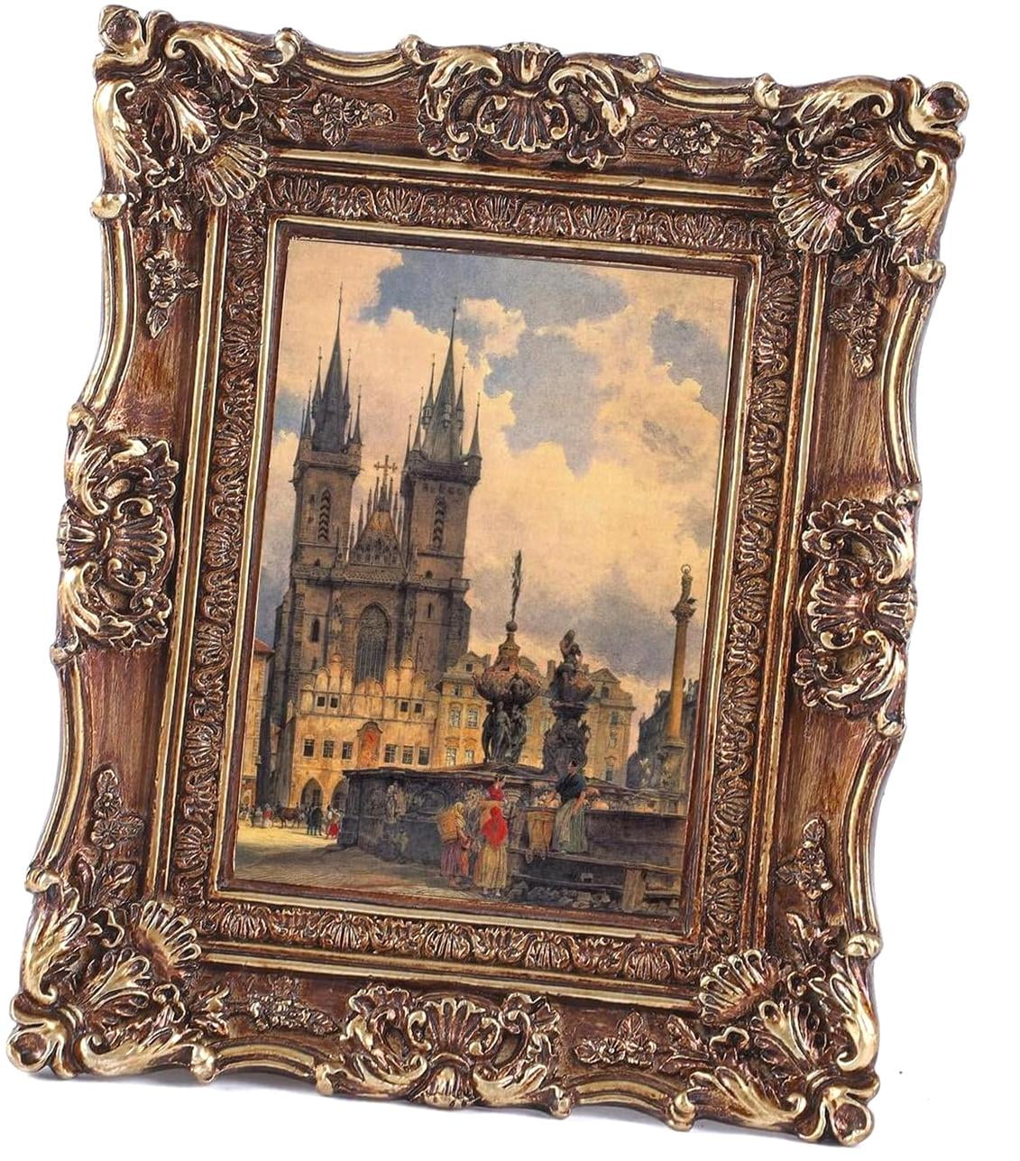 FREEAMG Small 2.5x3.5 Ornate Bronze Vintage Frame with Glass, Suitable ...