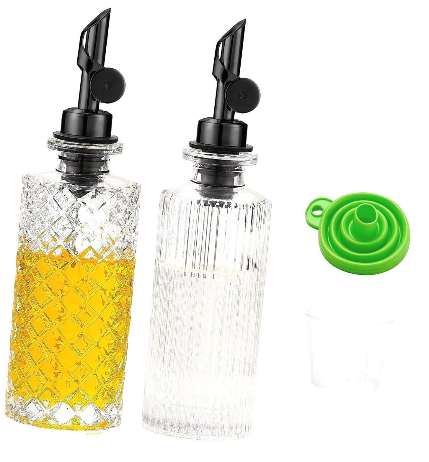 FREEAMG Small Glass Olive Oil Dispenser, 6.5 Oz/ 200 ml, Includes Metal ...
