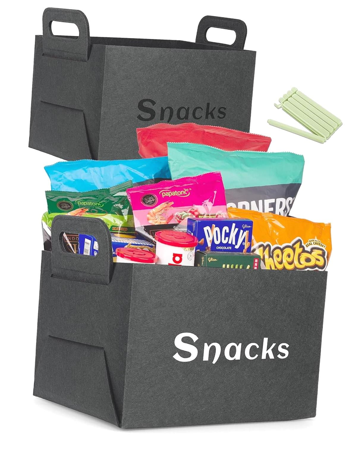 FREEAMG Snack Storage Containers 2-Piece Set, Large Pantry Baskets for ...