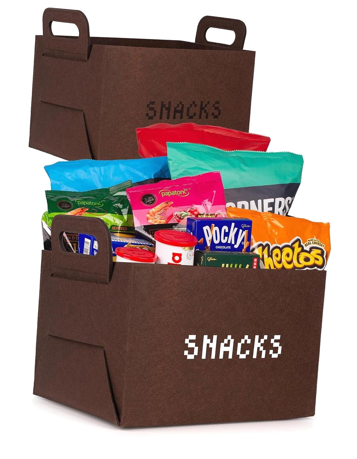 FREEAMG Snack Storage Containers 2-Piece Set, Large Pantry Baskets for ...