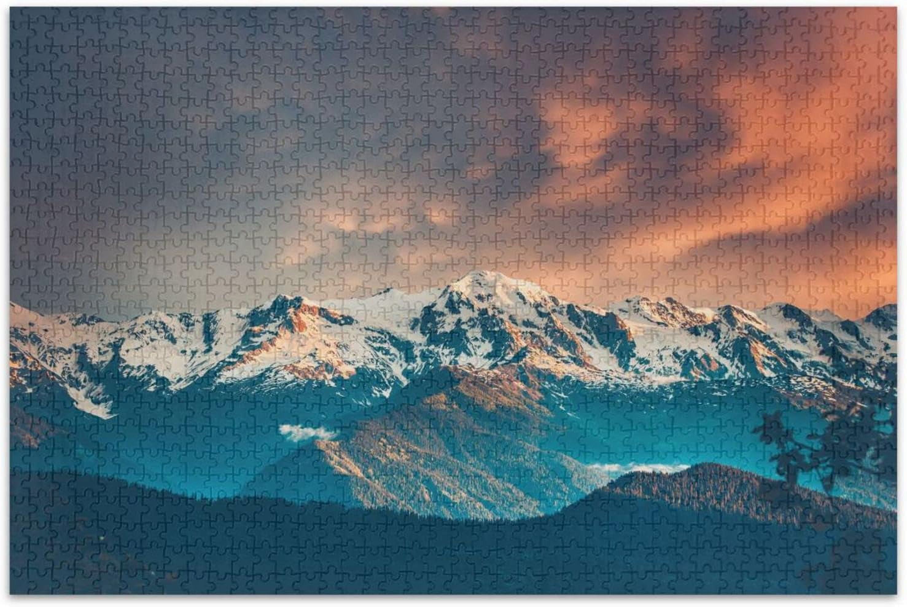 FREEAMG Snow Mountain Landscape 500 Pcs of Irregular Puzzle in a Box, Printed with Colored ...
