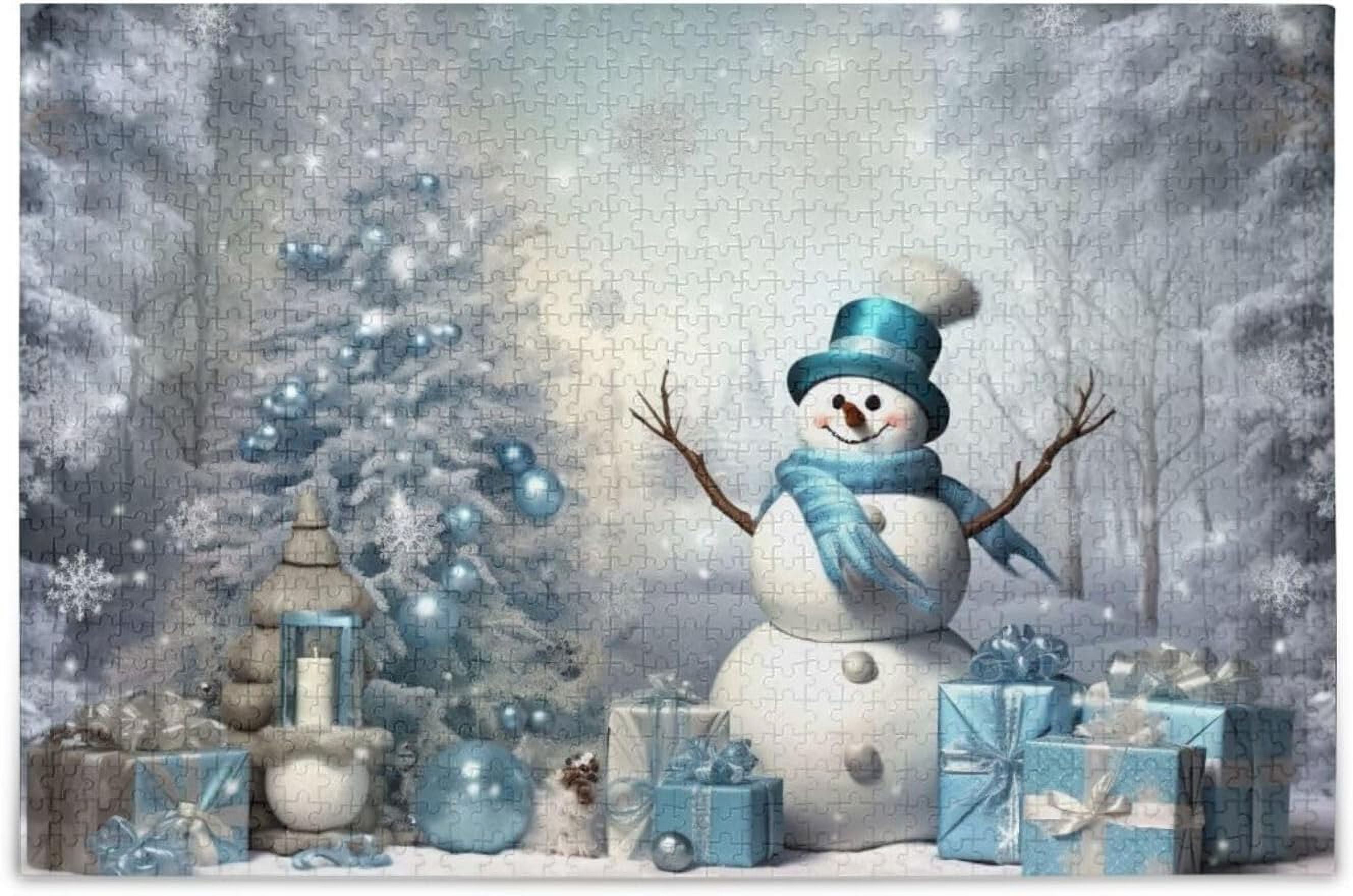 FREEAMG Snowman Christmas Puzzle 1000 Pieces - Wooden Jigsaw Puzzles ...