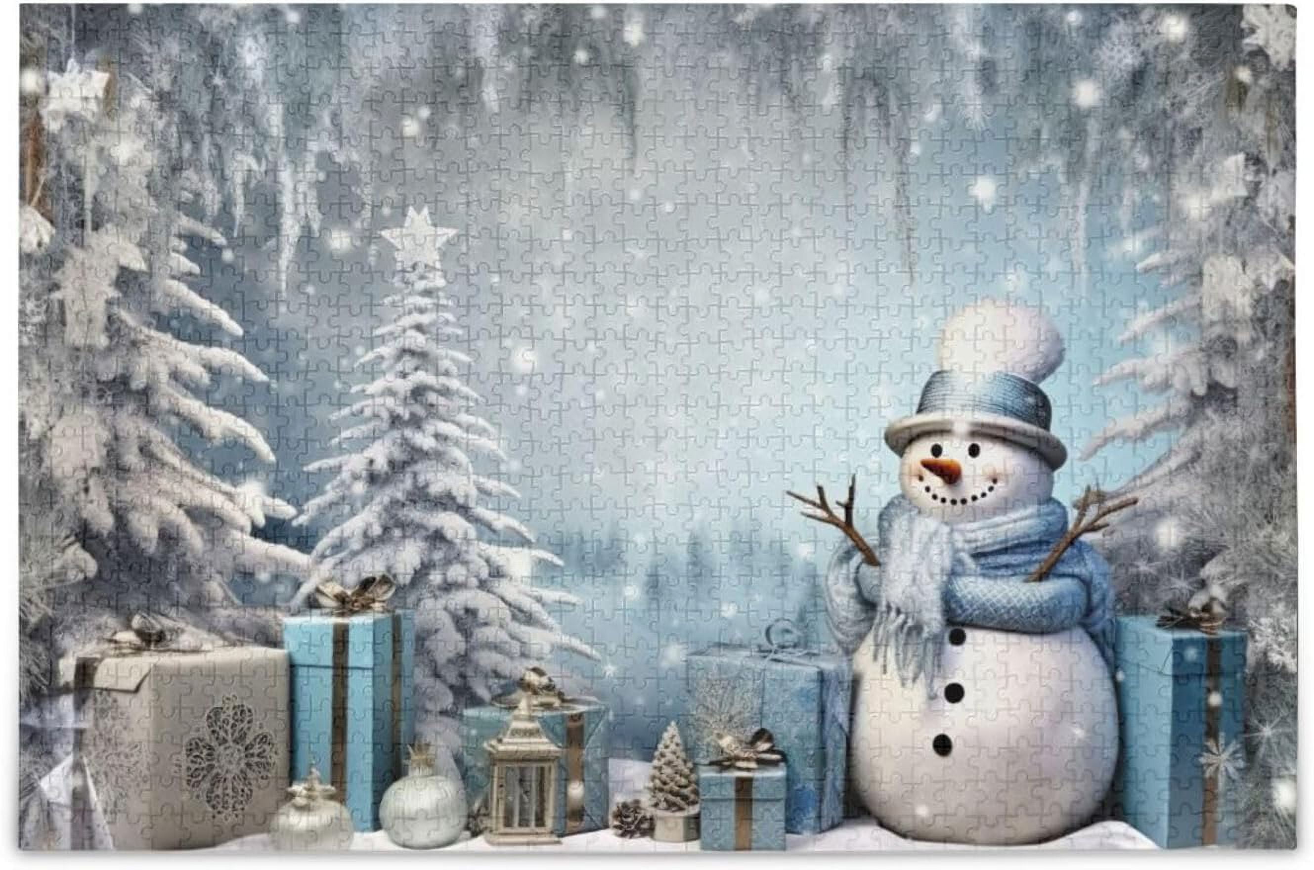 FREEAMG Snowman Christmas Puzzle 1000 Pieces - Wooden Jigsaw Puzzles ...