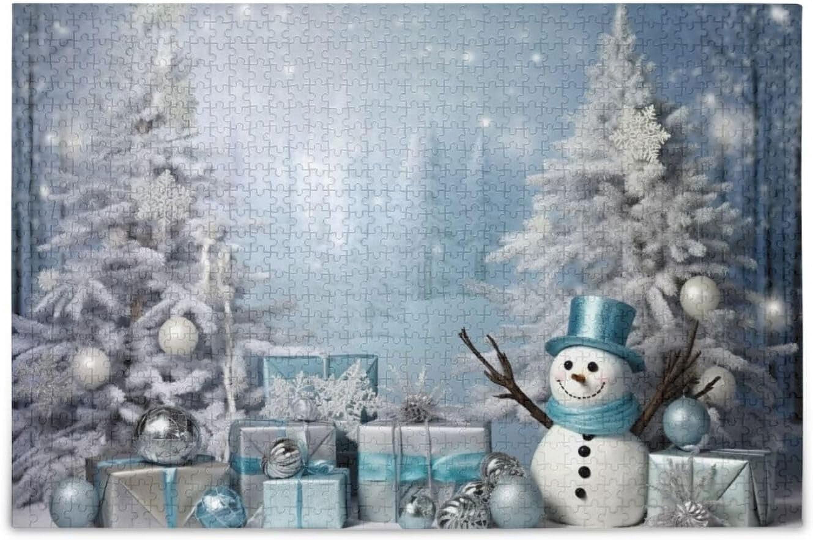 FREEAMG Snowman Christmas Puzzle 500 Pieces - Wooden Jigsaw Puzzles for ...