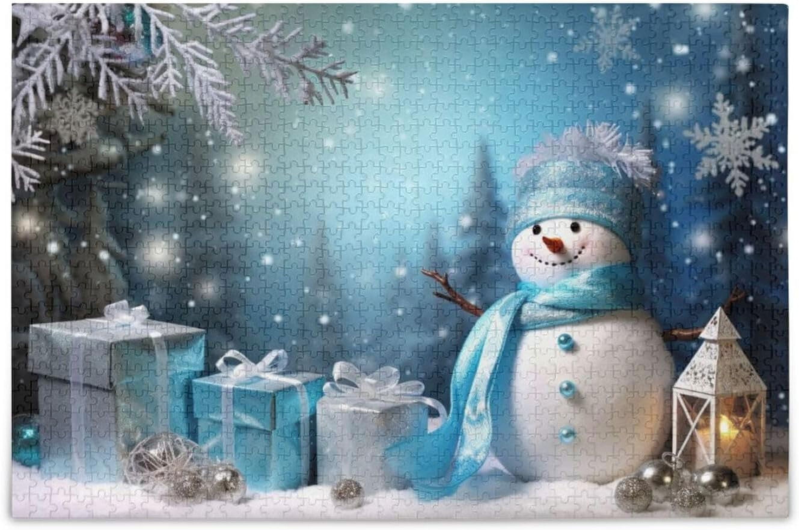 FREEAMG Snowman Christmas Puzzle 500 Pieces - Wooden Jigsaw Puzzles for ...