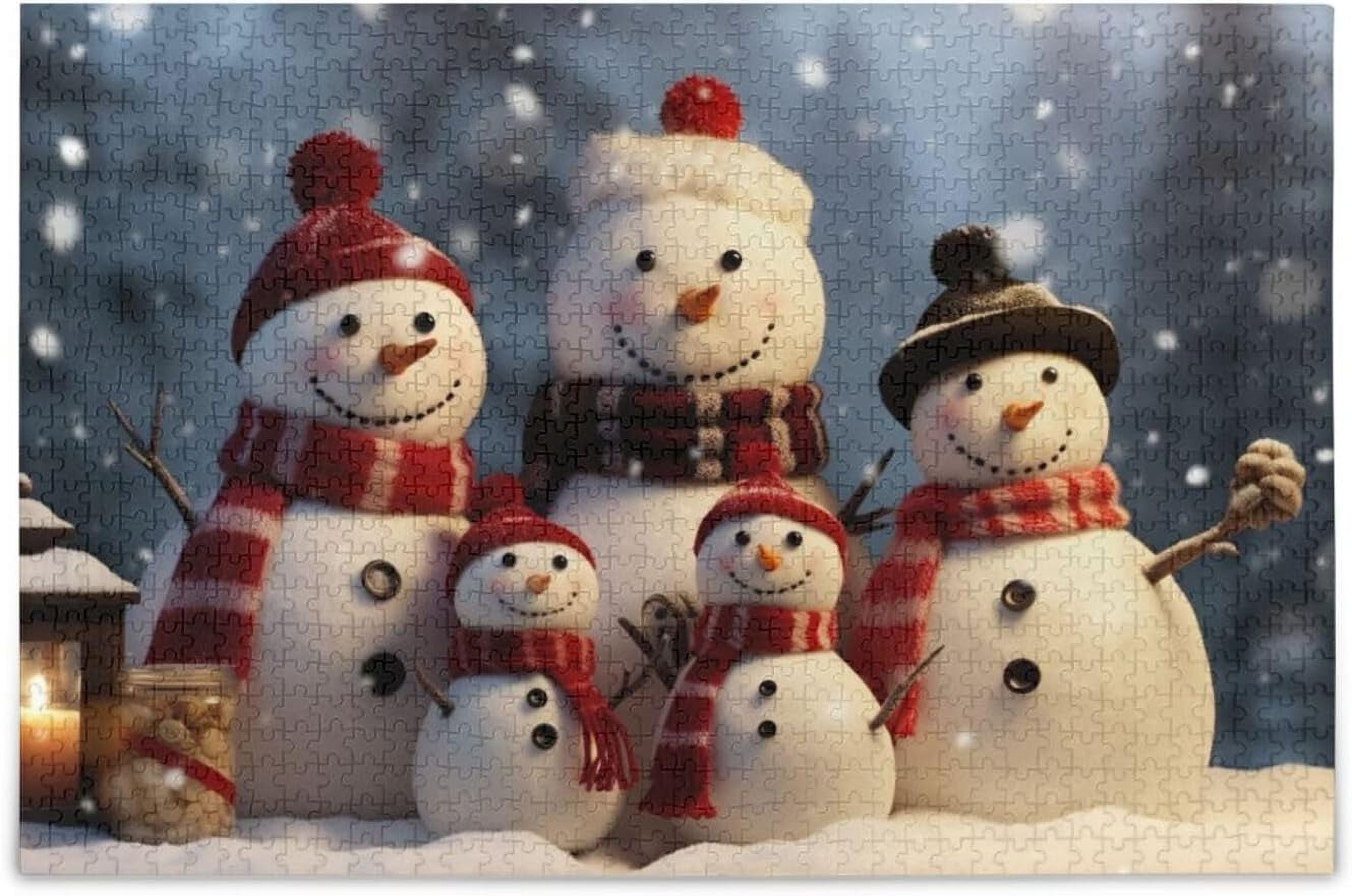 FREEAMG Snowman Family Puzzle 1000 Pieces - Wooden Jigsaw Puzzles for ...