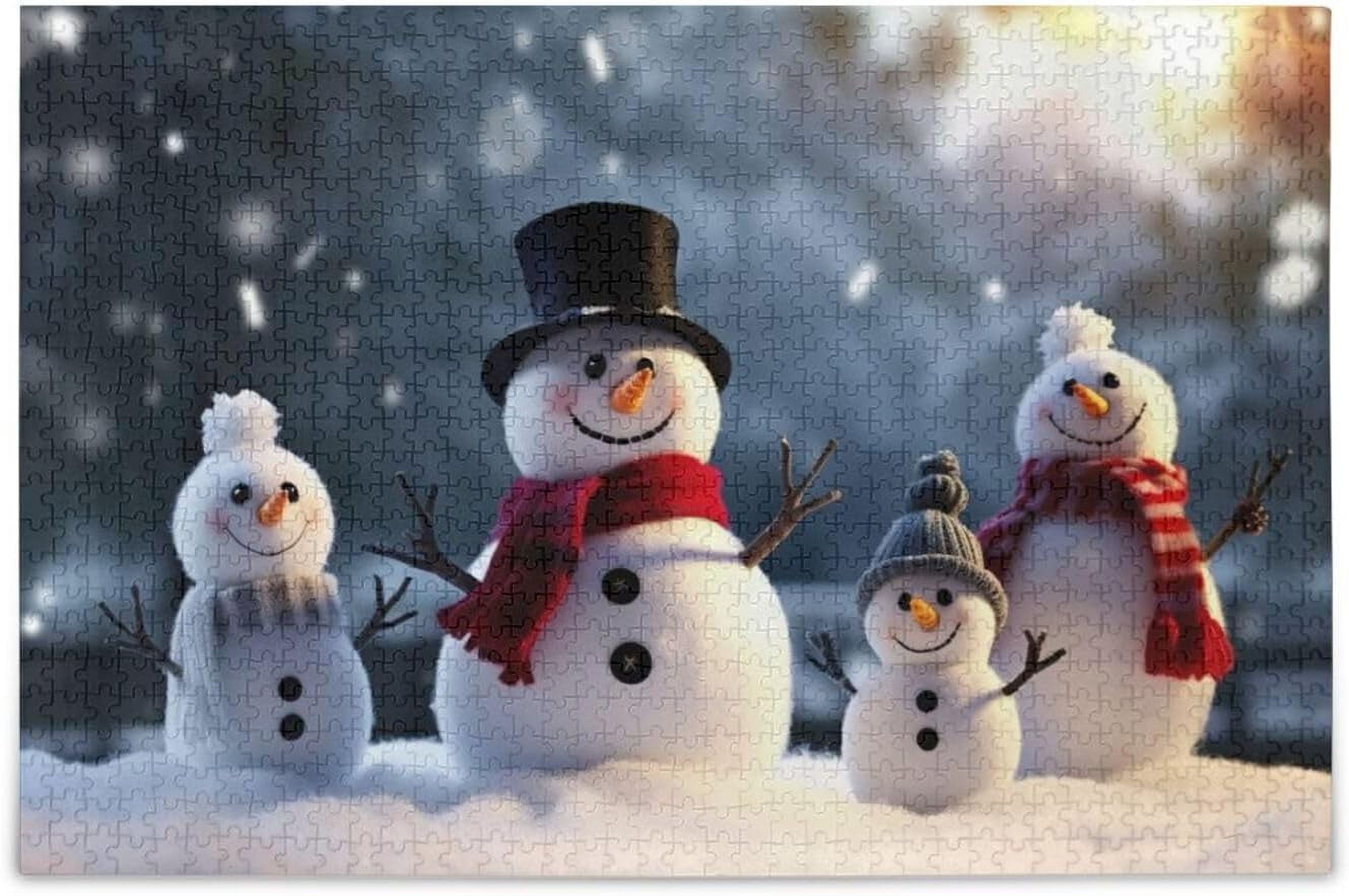 FREEAMG Snowman Family Puzzle 500 Pieces - Wooden Jigsaw Puzzles for ...