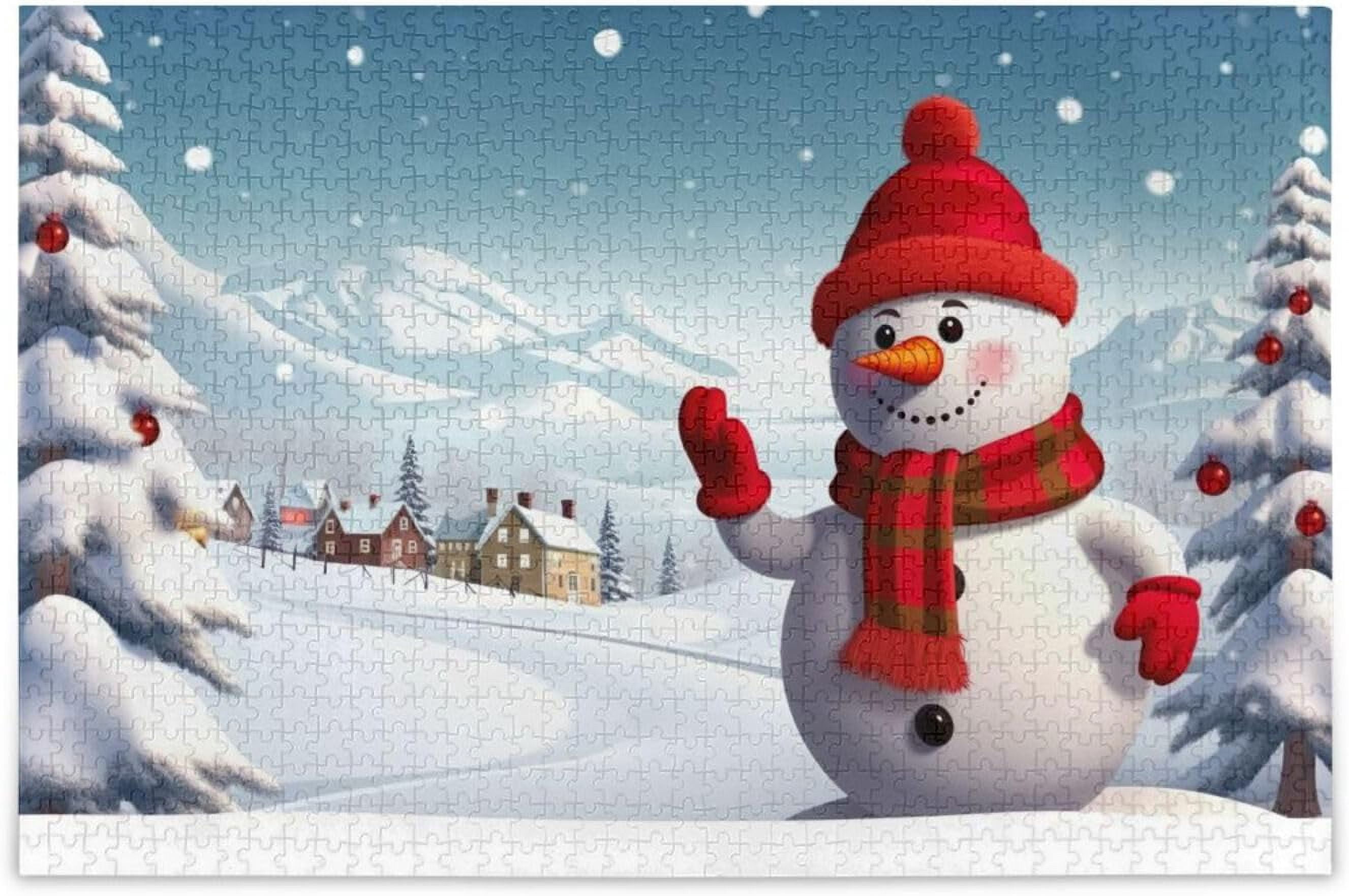 FREEAMG Snowman Jigsaw Puzzle 1000 Pieces,Wooden Puzzles Family Games ...