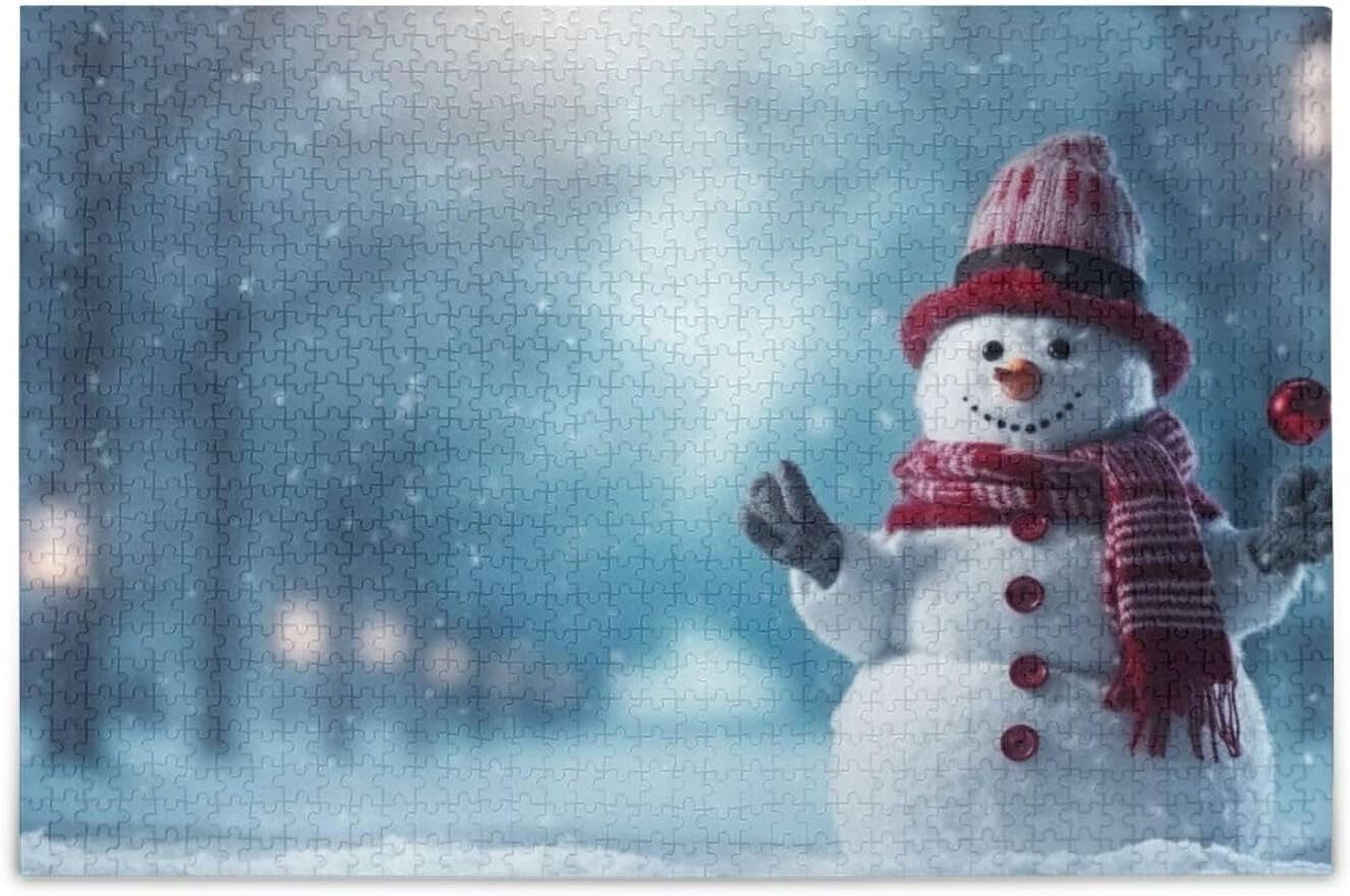 FREEAMG Snowman Snow Scene Puzzle 500 Pieces - Wooden Jigsaw Puzzles ...