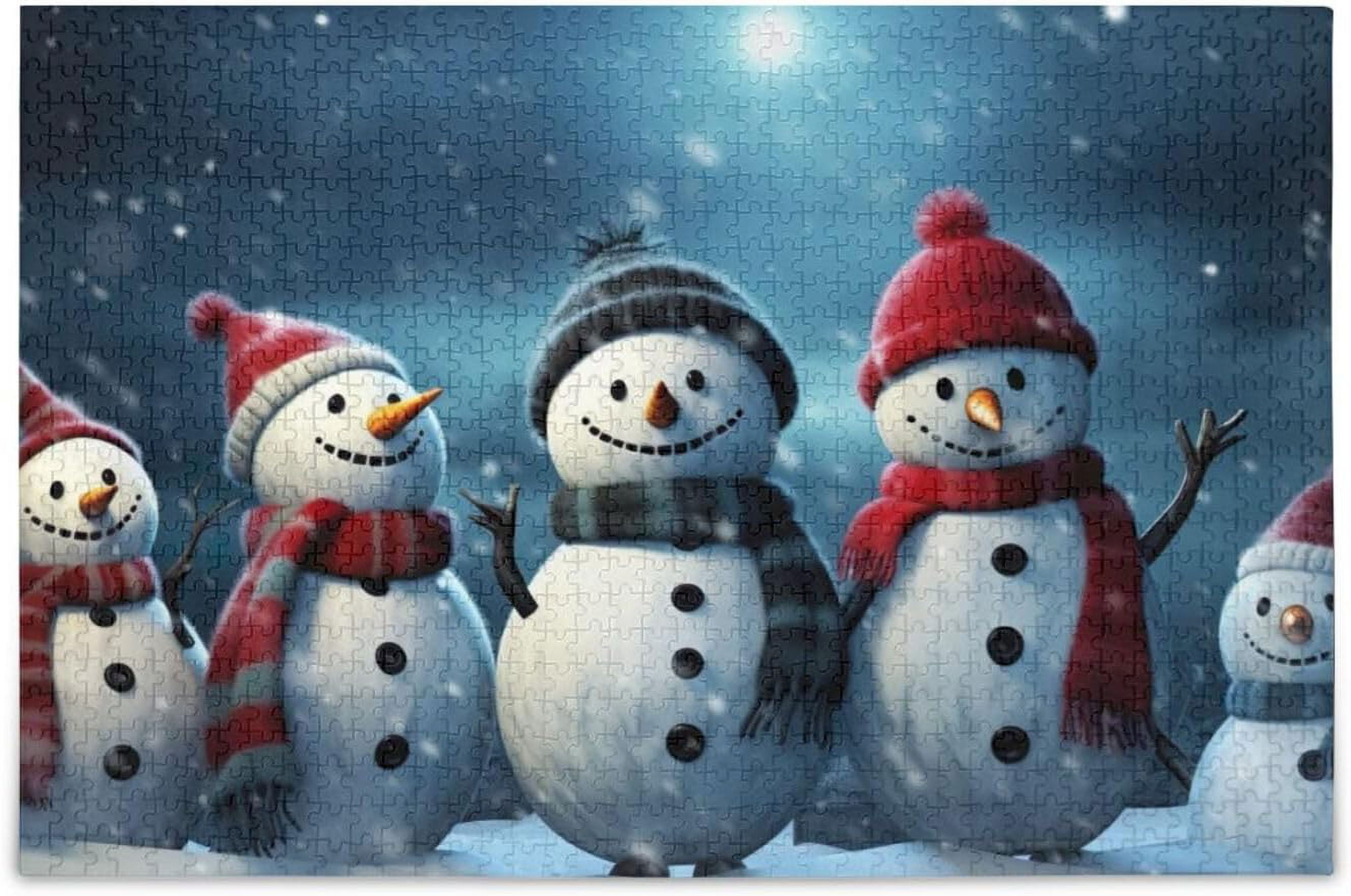 FREEAMG Snowman Theme Puzzle 1000 Pieces - Wooden Jigsaw Puzzles for ...