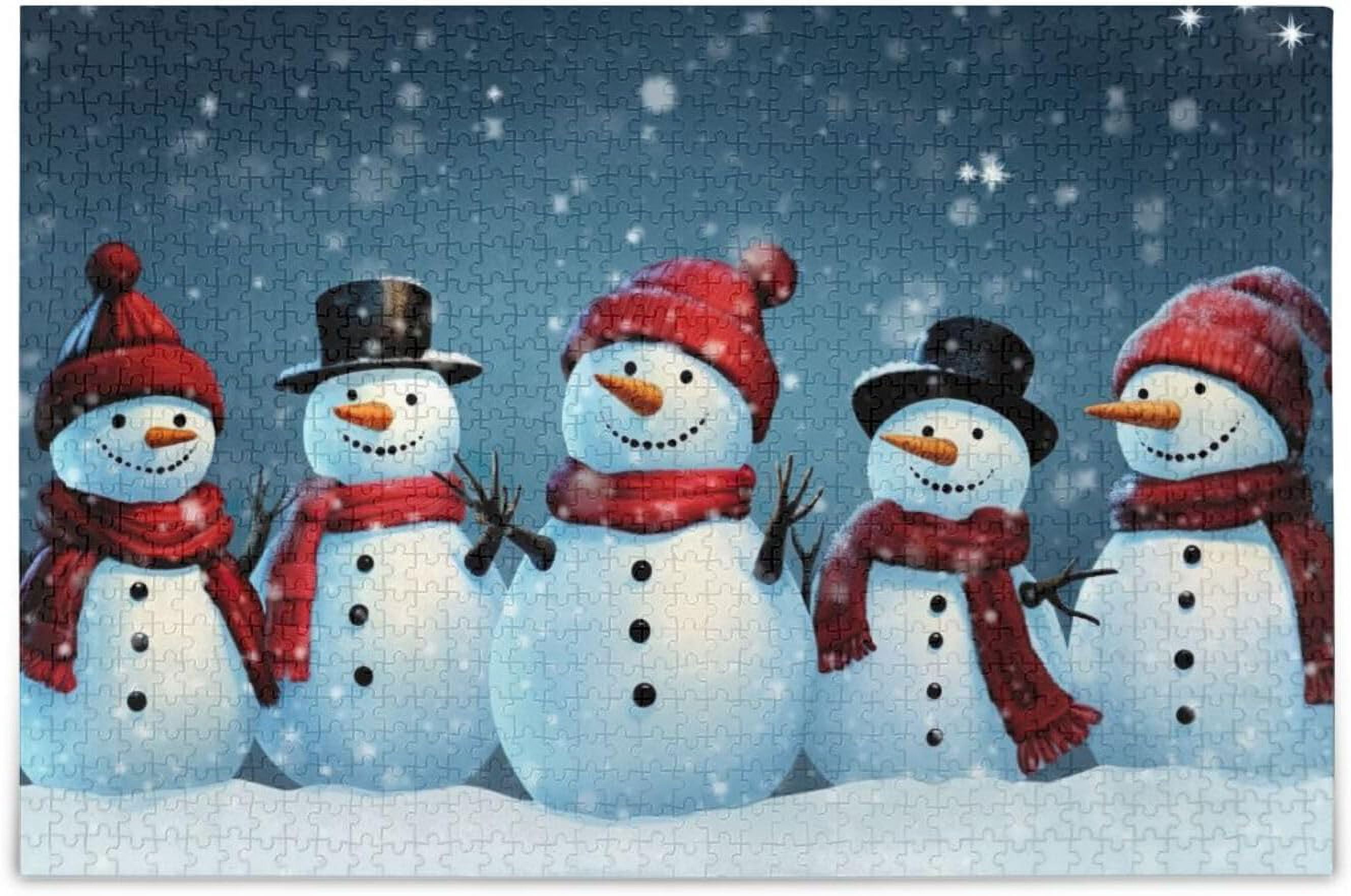 FREEAMG Snowman Theme Puzzle 500 Pieces - Wooden Jigsaw Puzzles for ...